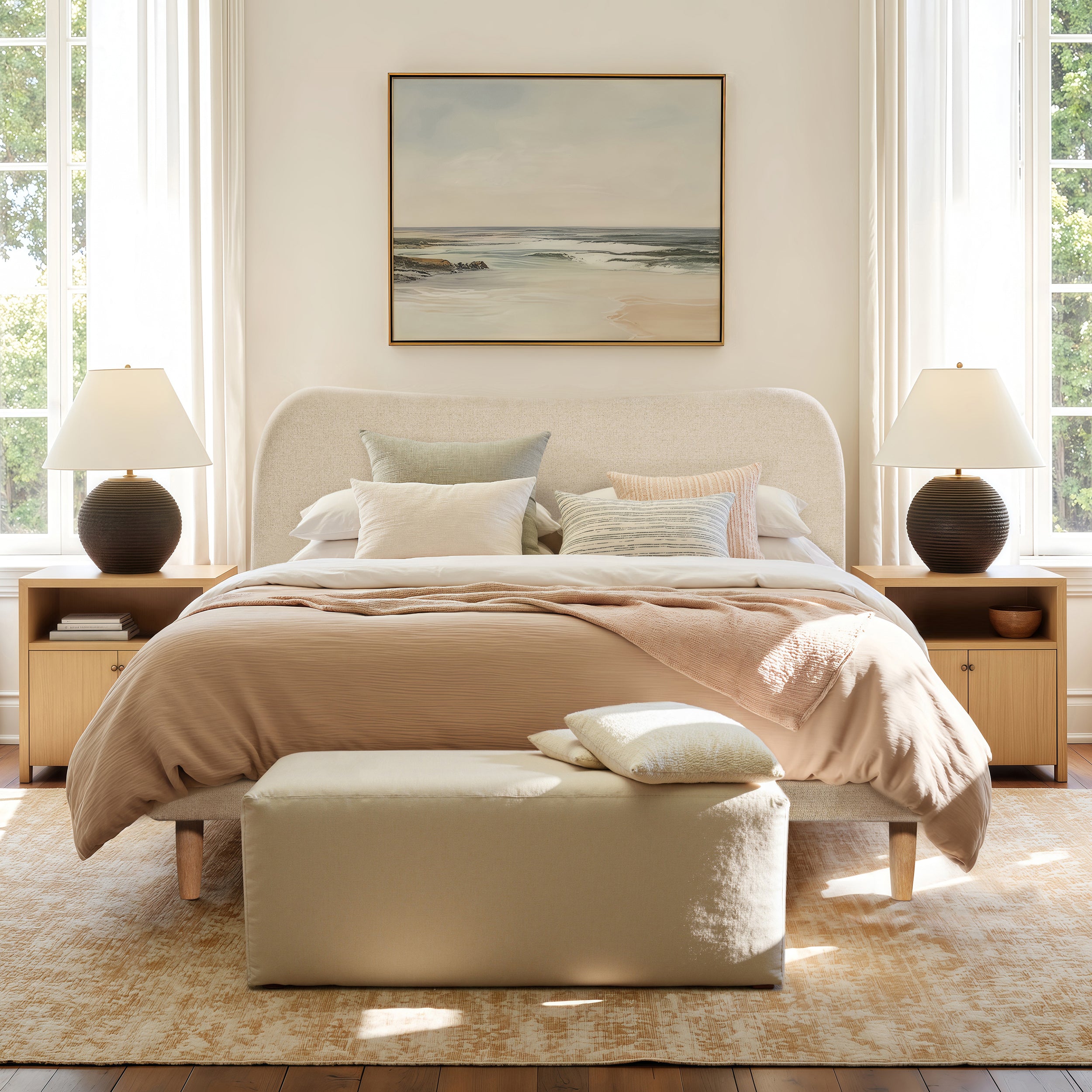Roman Curved Headboard Upholstered Platform Bed – Pier 1