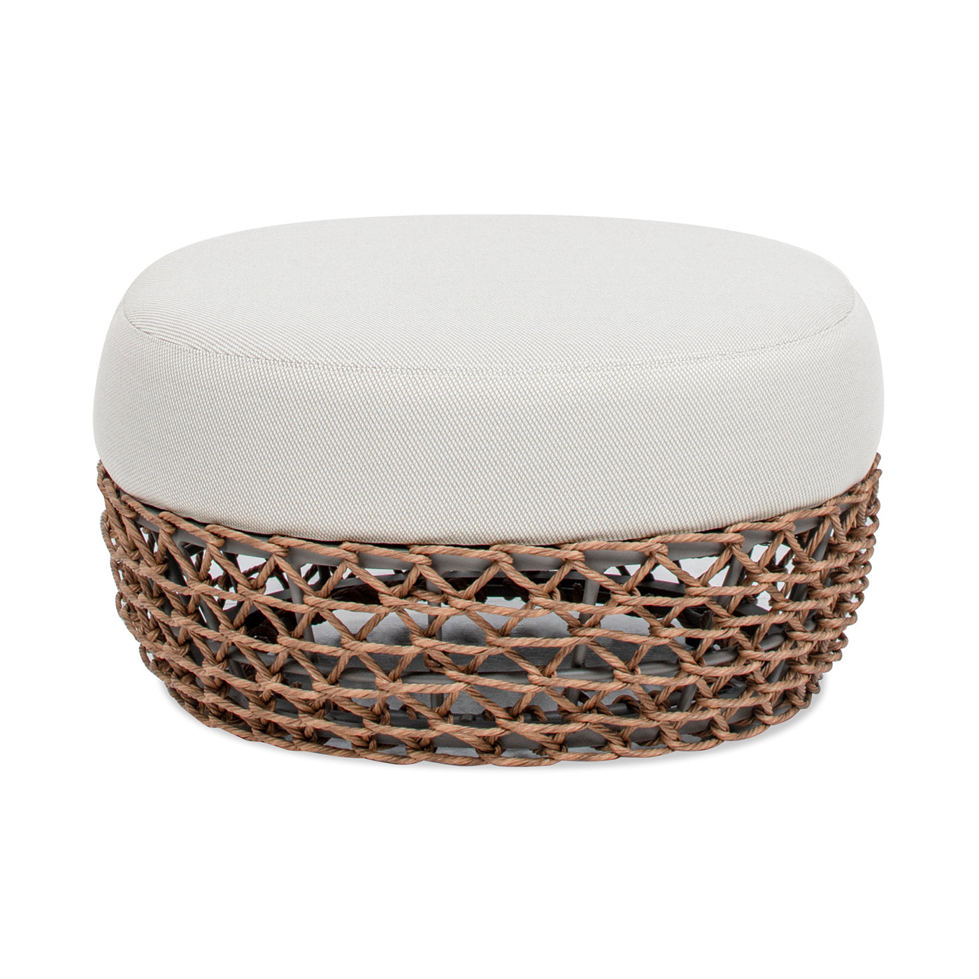 Willow Round Wicker & Upholstered Patio Ottoman – Pier 1