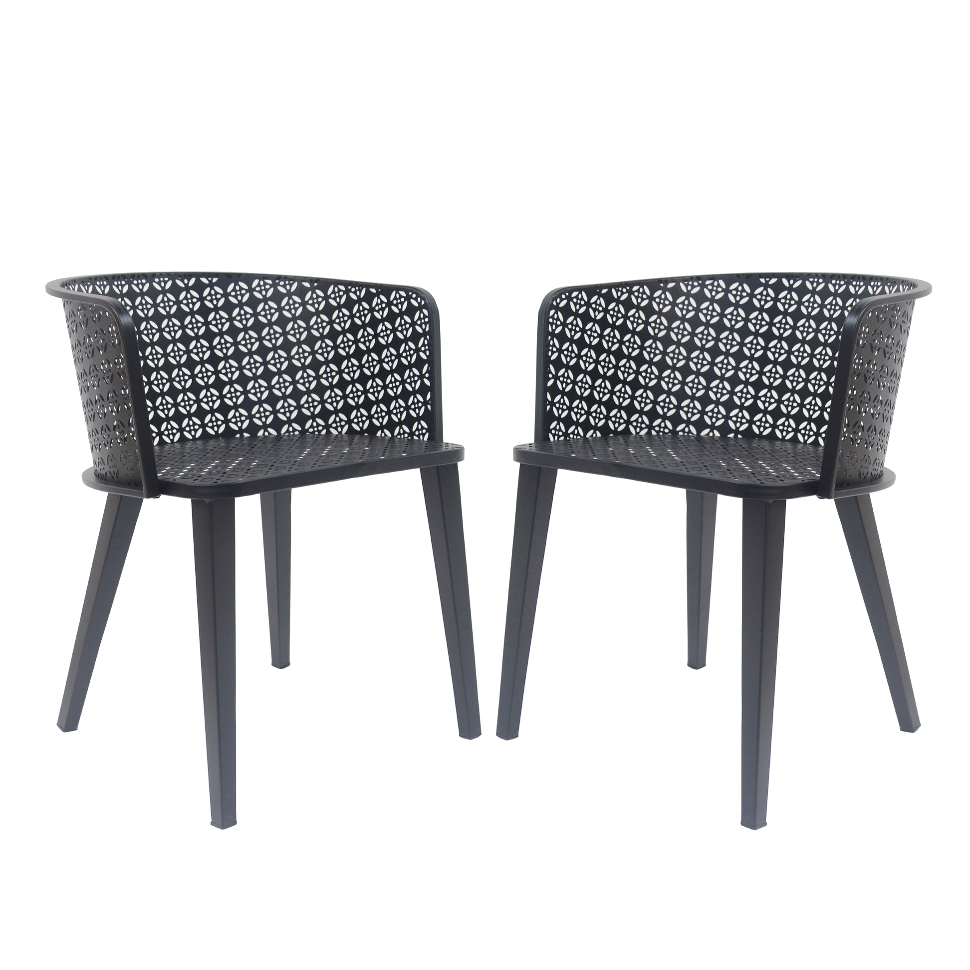 Rejoiced Outdoor Dining Chair with Geometric Lattice Design and Curved ...