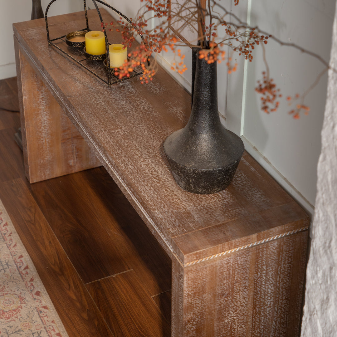 Rustic Console Table with Carved Detail – Pier 1
