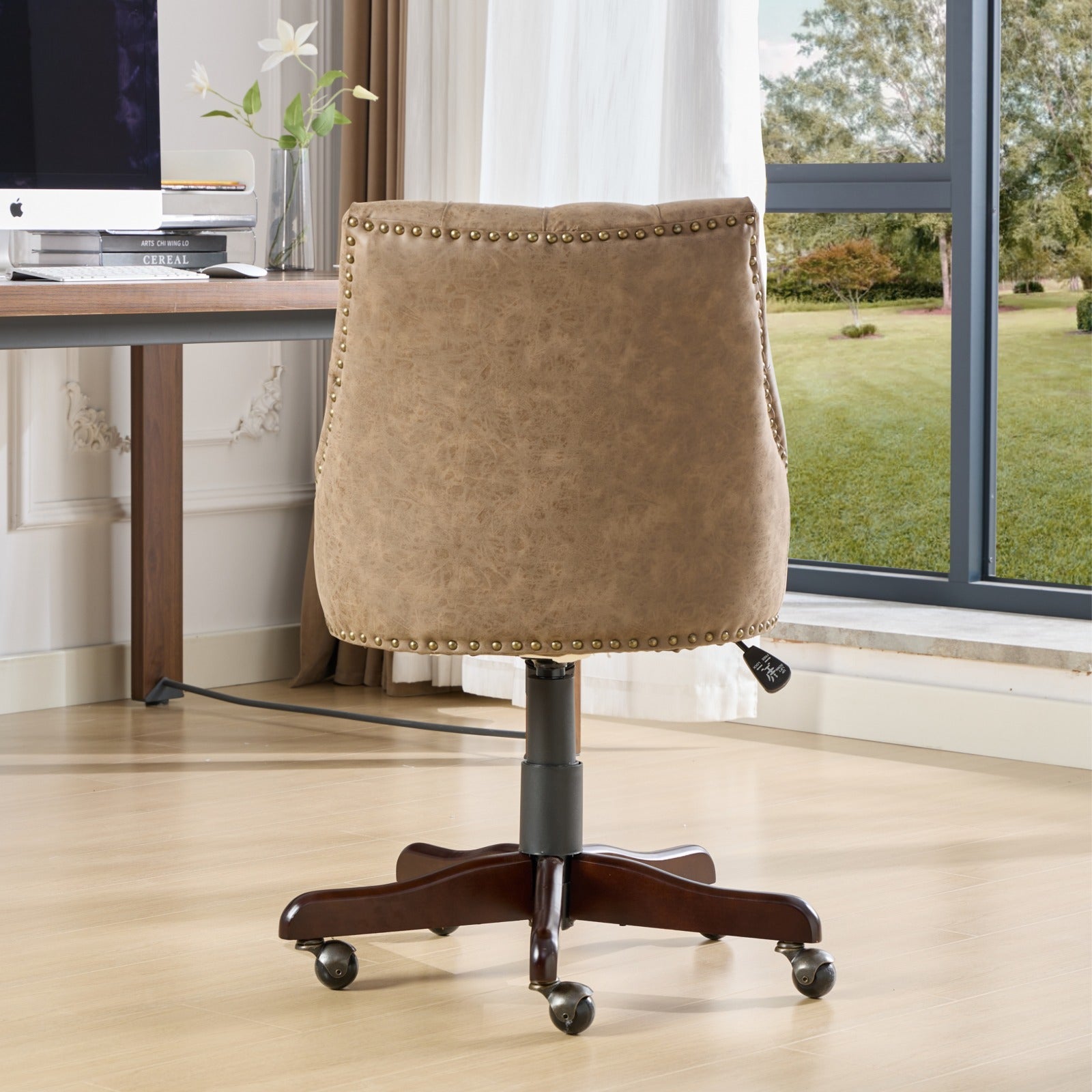 Sheepskin Pattern Fabric Home Office Chair with Lift, Swivel and Recli ...
