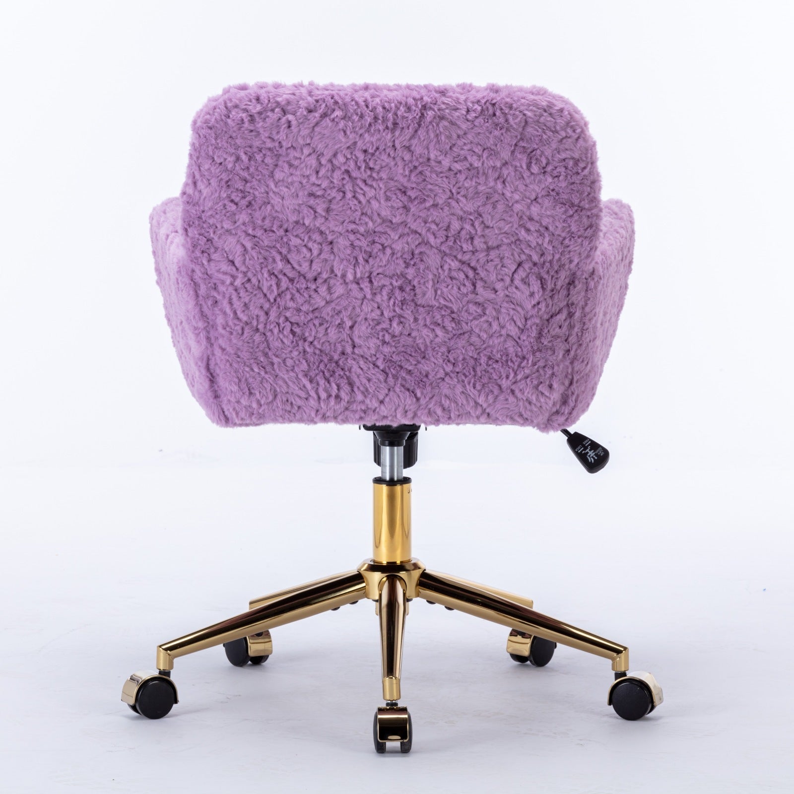 Faux Rabbit Hair Office Chair with Golden Metal Base, Adjustable Swive ...