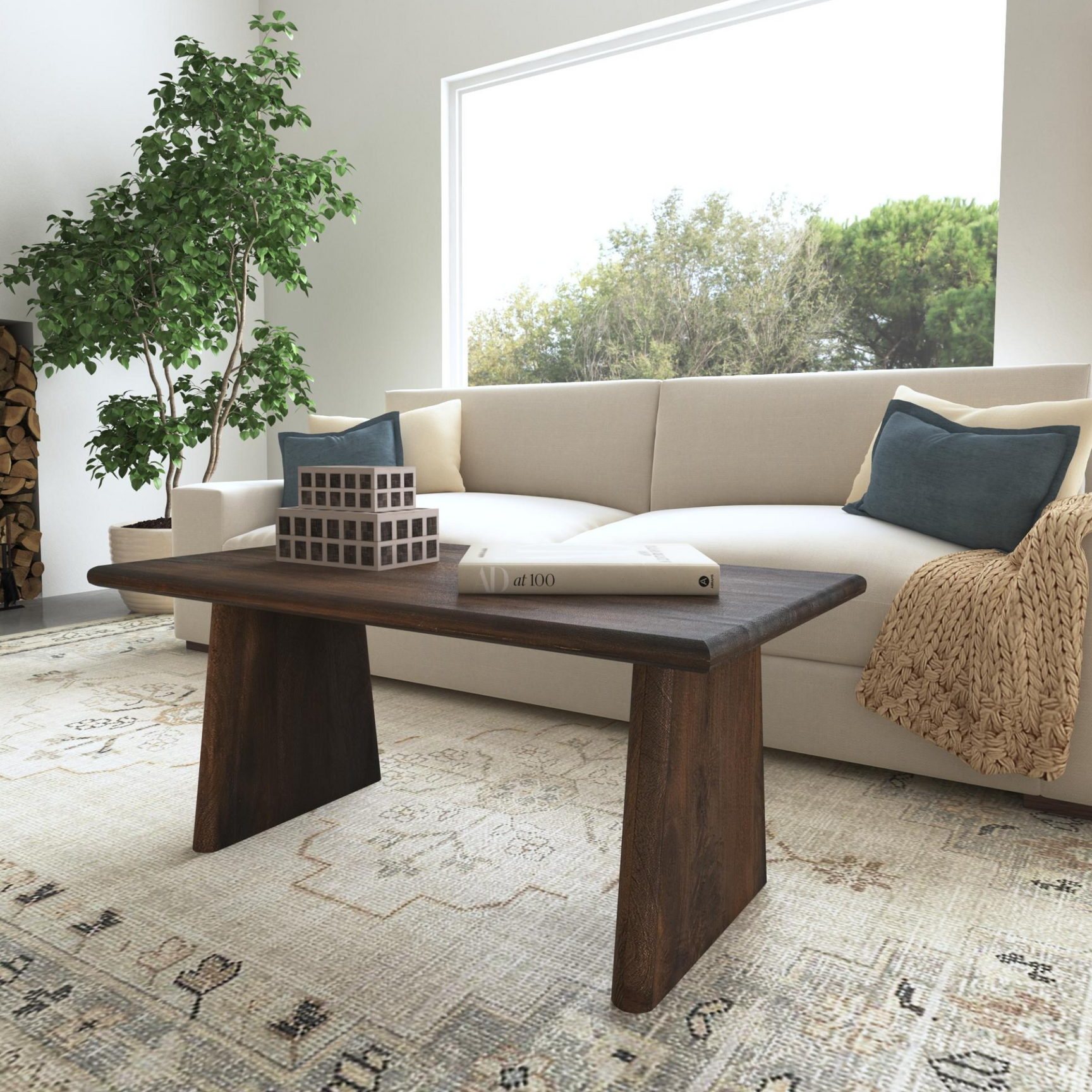 Trapezium Plank Wood Coffee Table – Pier 1