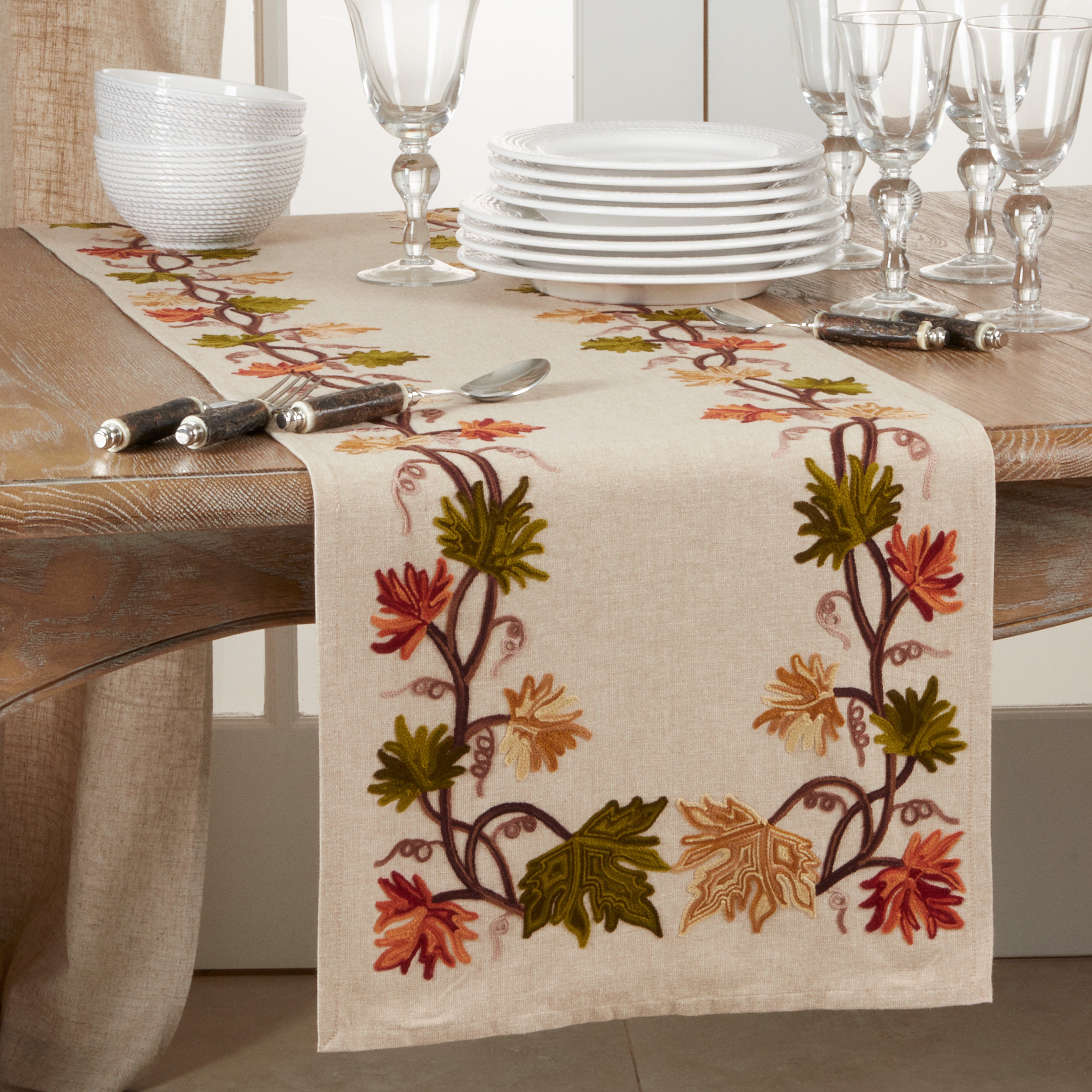 Embroidered Fall Leaf Table Runner – Pier 1