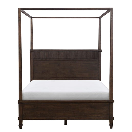 Queen Size Canopy Bed with Fluted Design and Wood Frame - Pier 1