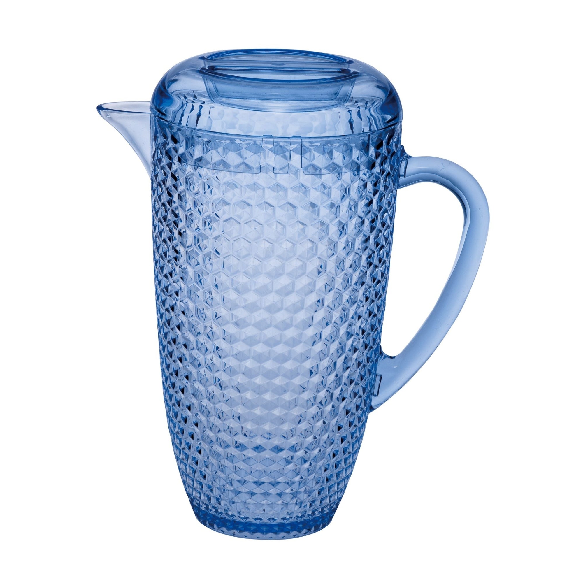 Diamond-Cut Unbreakable Plastic Water Pitcher with Lid and Spout, BPA ...