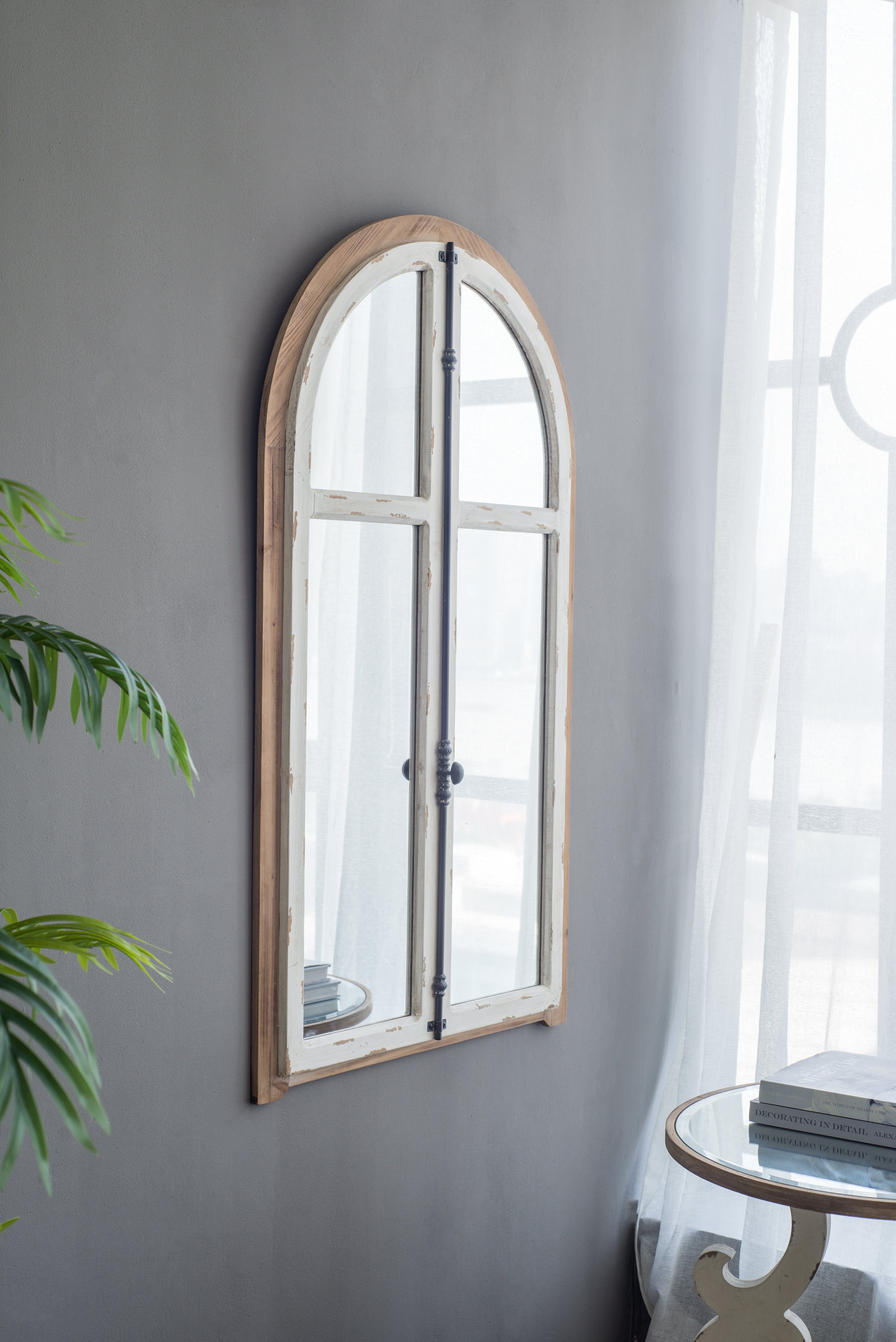 Wood Wall Mirror with Arched Window Design - Pier 1