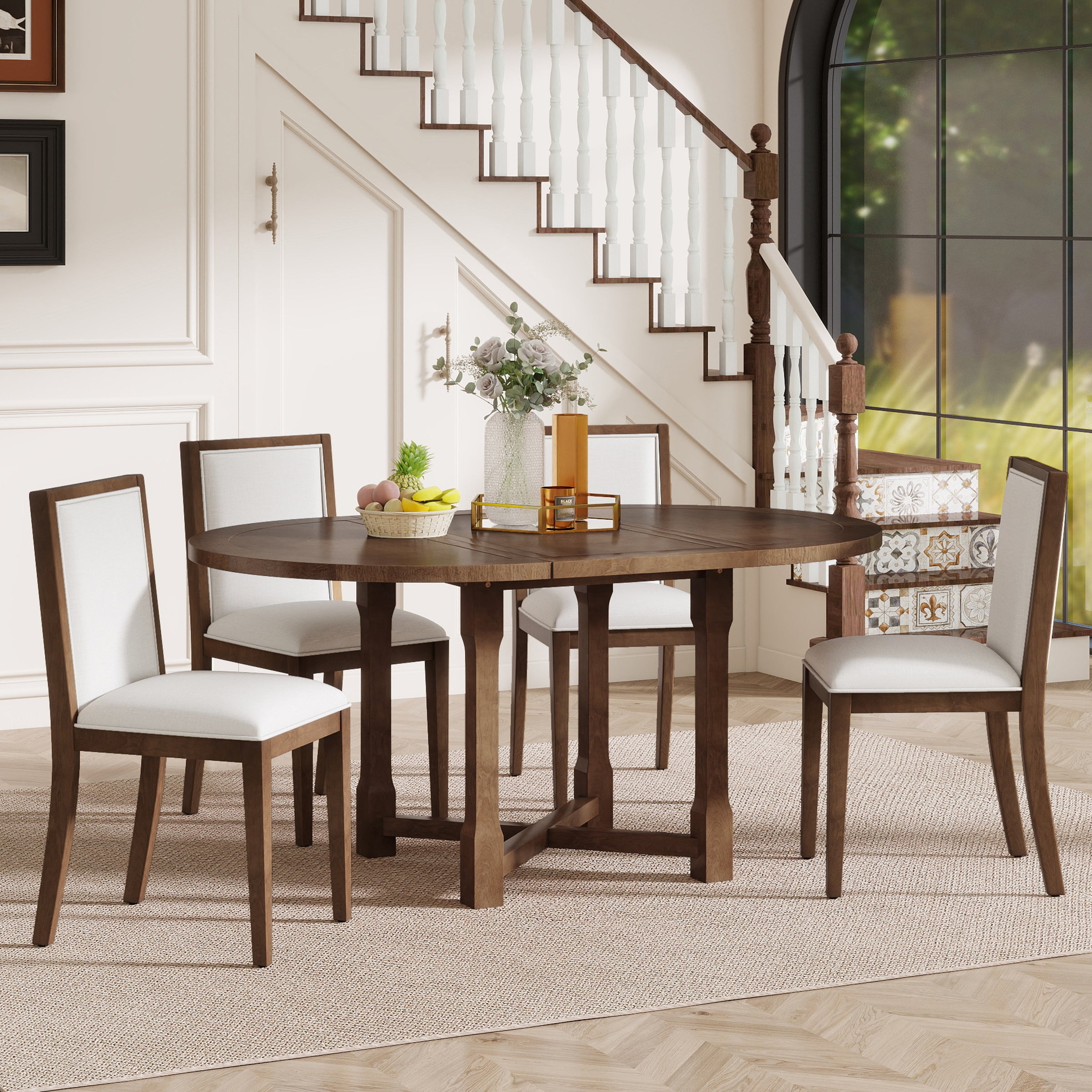 Redhaven 5-Piece Extendable Dining Table Set for 4 with Removable Leaf ...