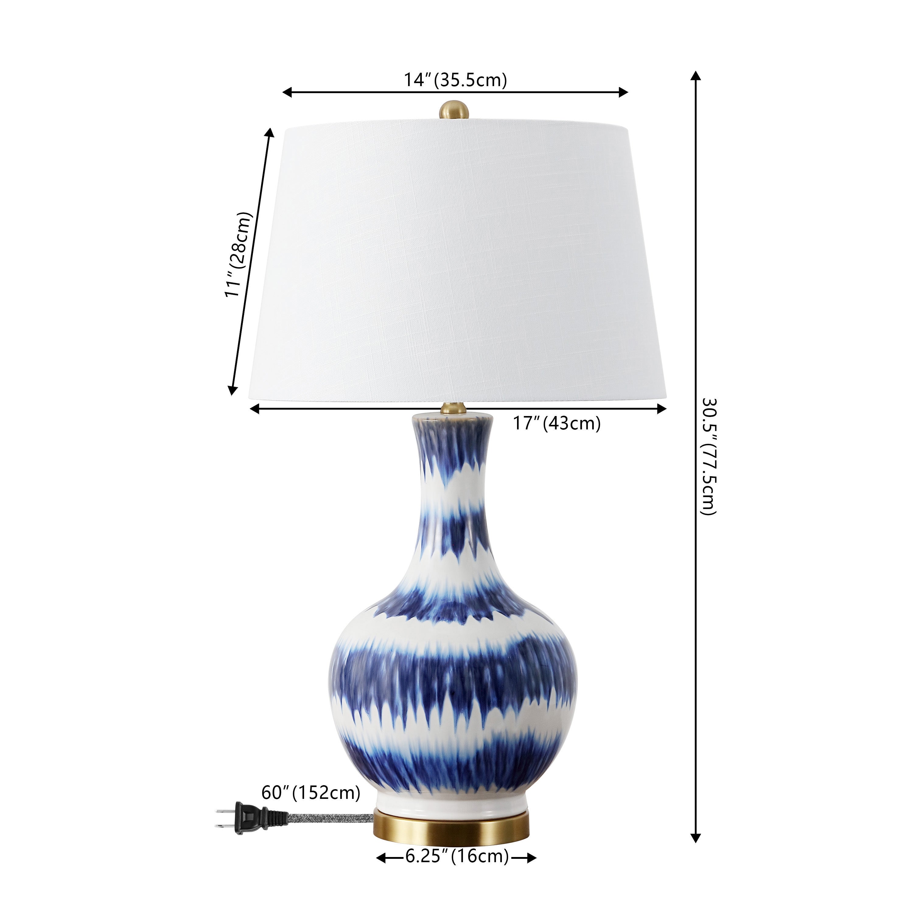 Tucker Striped Ceramic/Metal LED Table Lamp - Pier 1