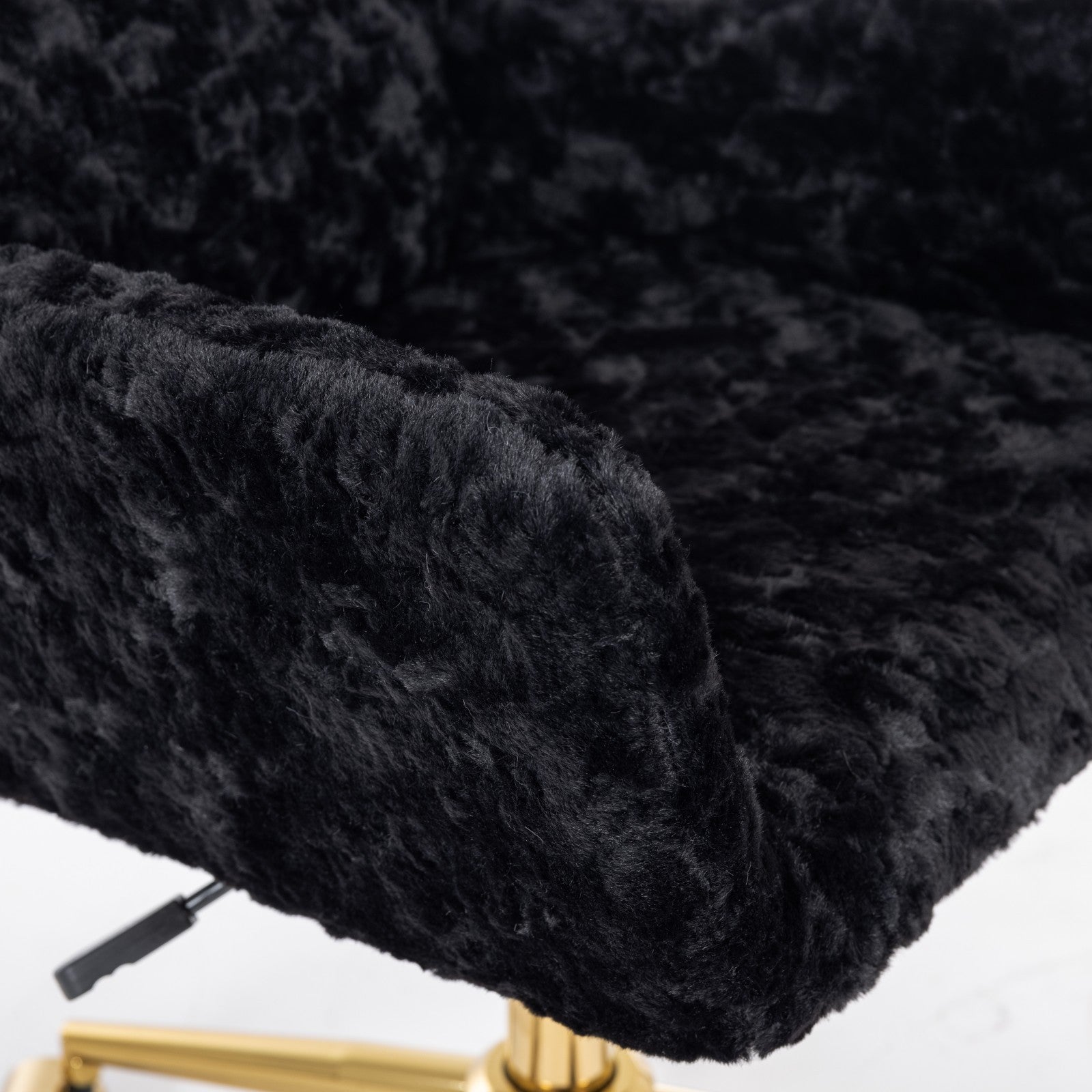 Faux Rabbit Hair Office Chair with Golden Metal Base, Adjustable Swive ...
