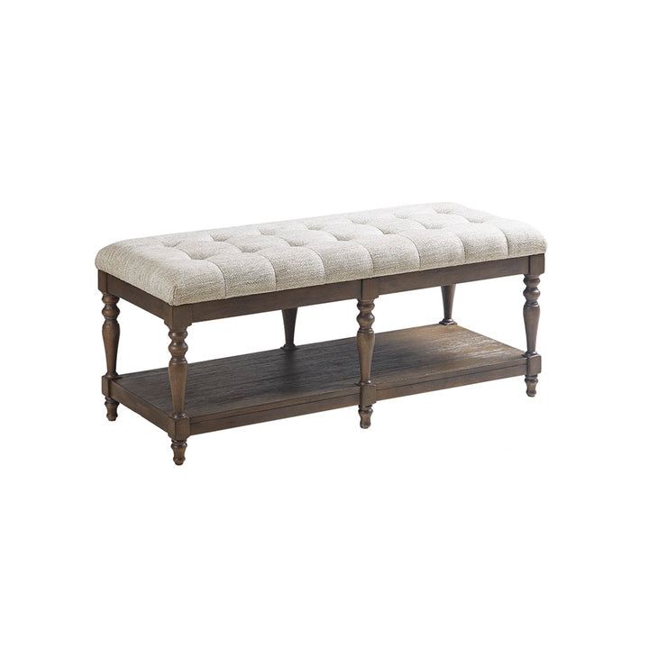 Tufted Accent Bench with Shelf - Pier 1