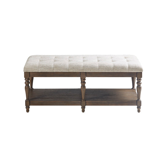 Tufted Accent Bench with Shelf - Pier 1