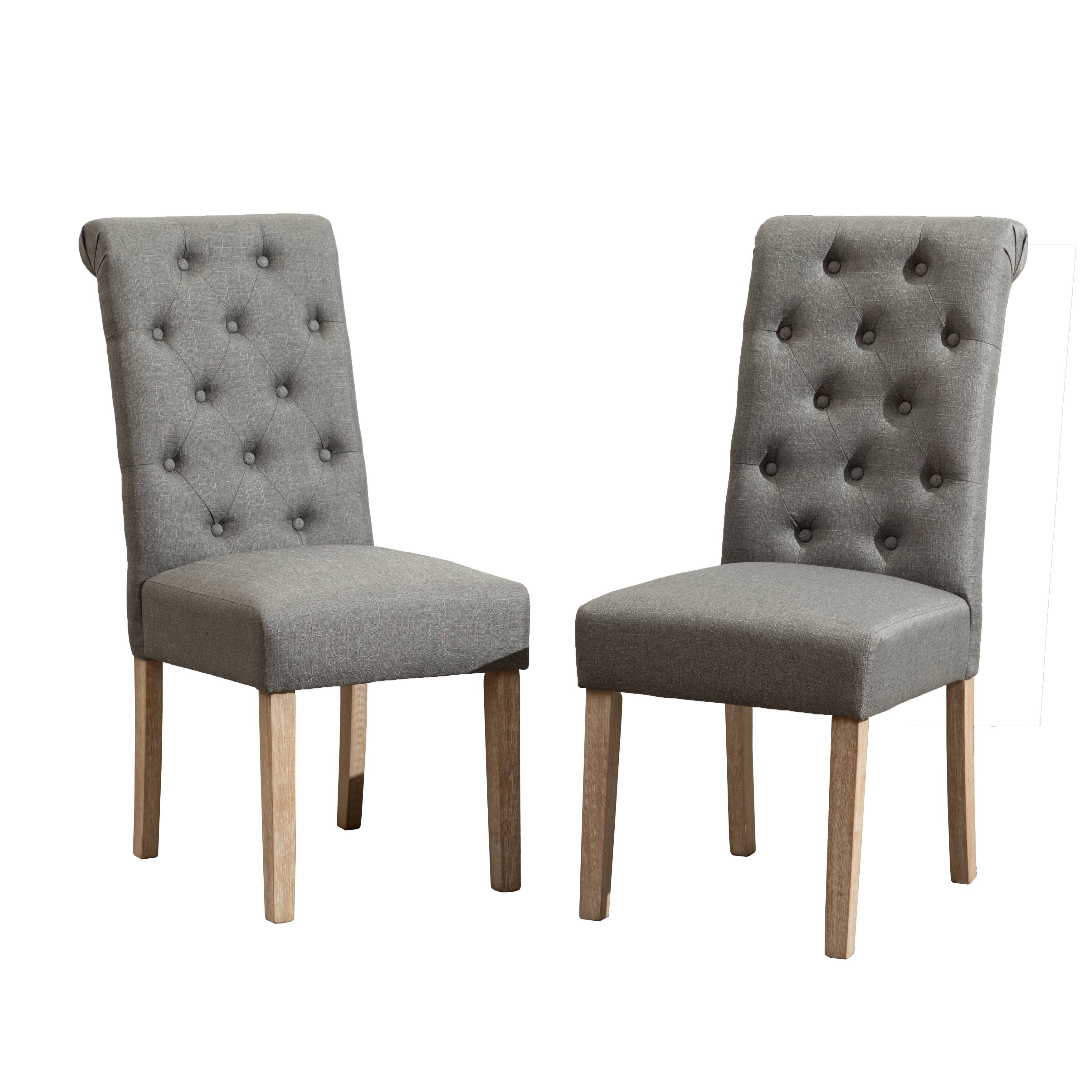Hazel Solid Wood Button Tufted Upholstered Parsons Dining Chair, Set o ...