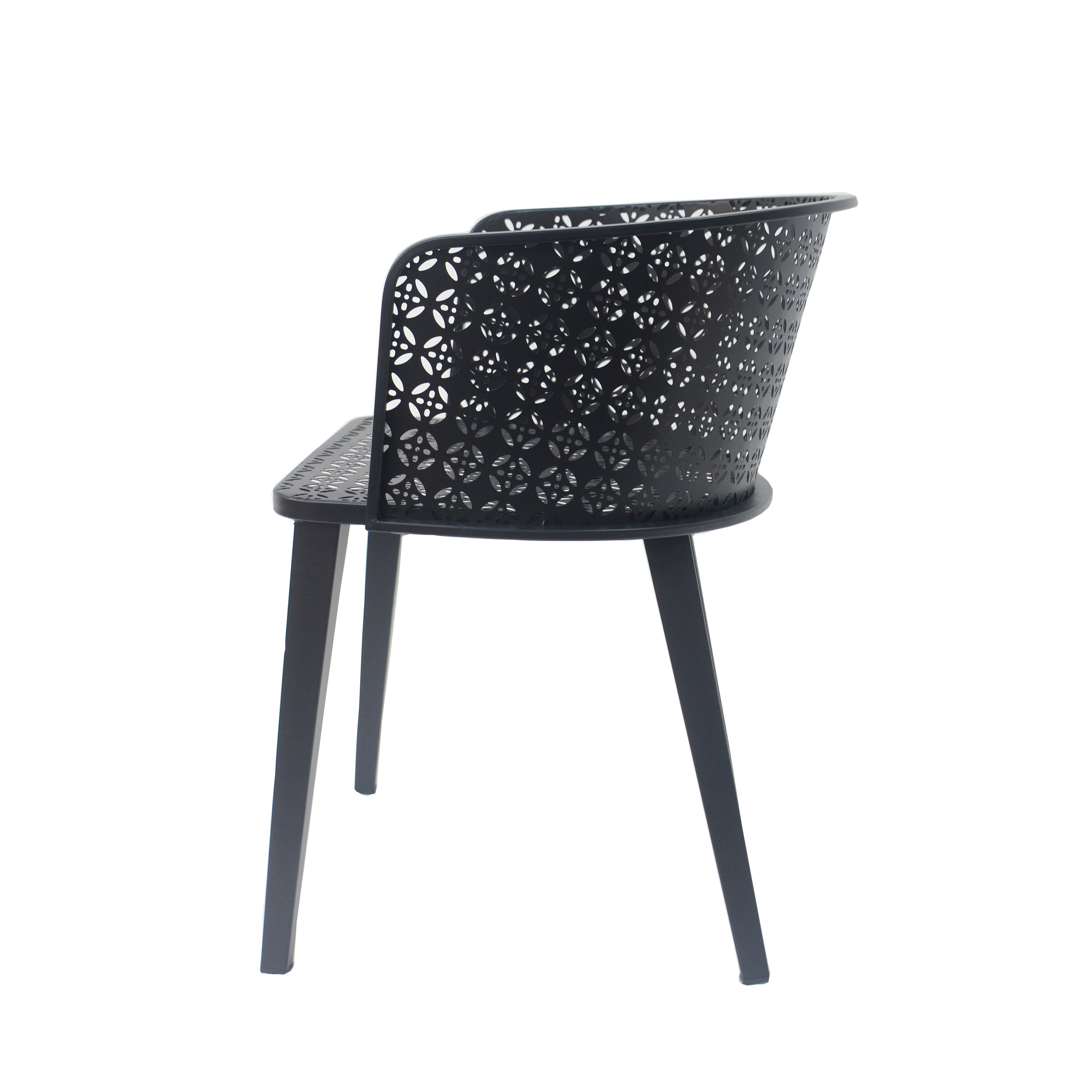Rejoiced Outdoor Dining Chair with Geometric Lattice Design and Curved ...