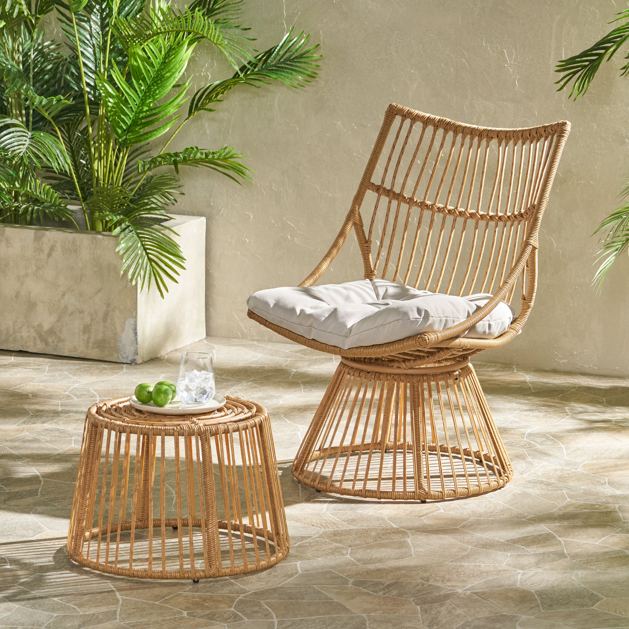 Enduring 2-Piece Rattan Patio Set with Club Chair and Side Table - Pier 1