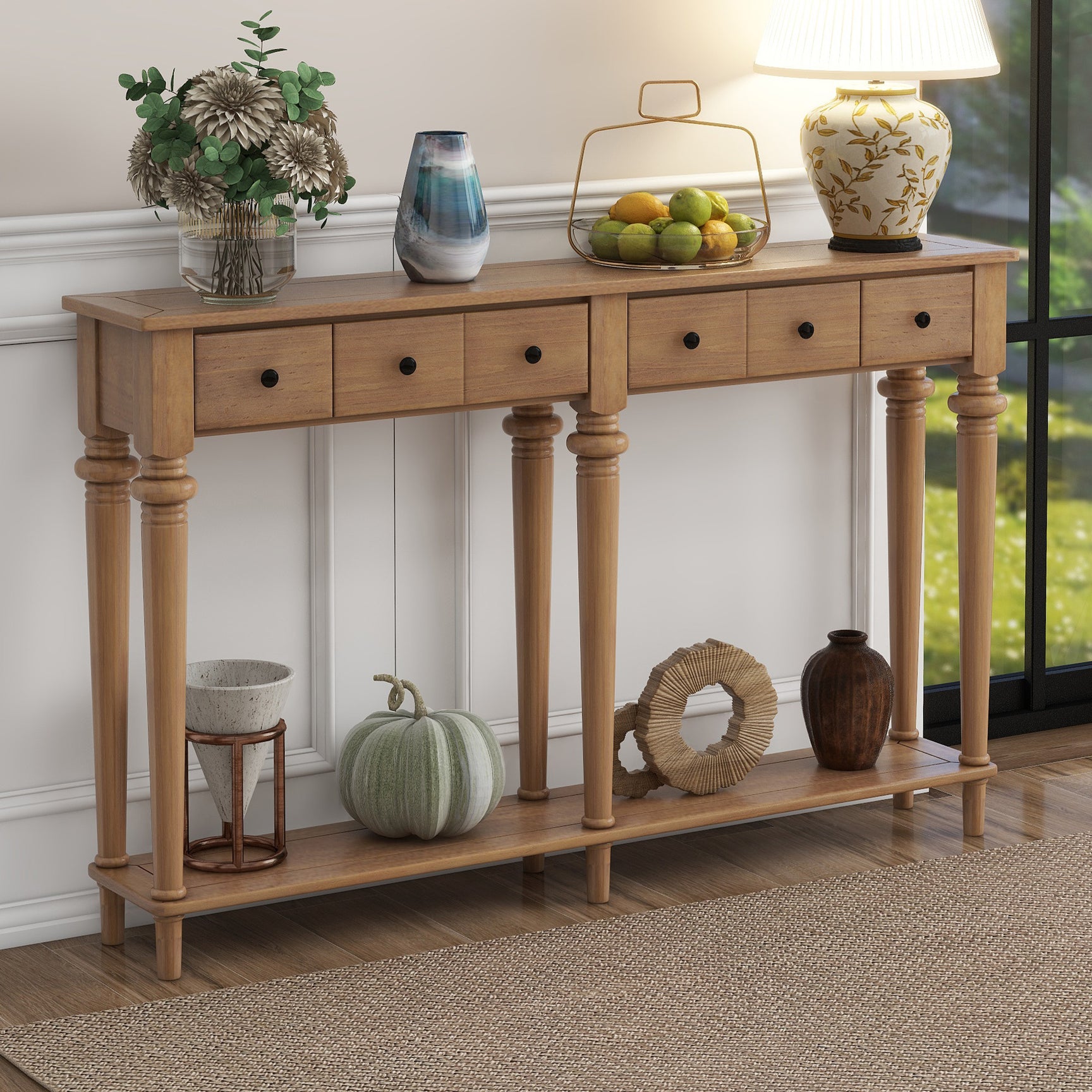 Console Table with 4 Drawers and Open Shelf - Pier 1