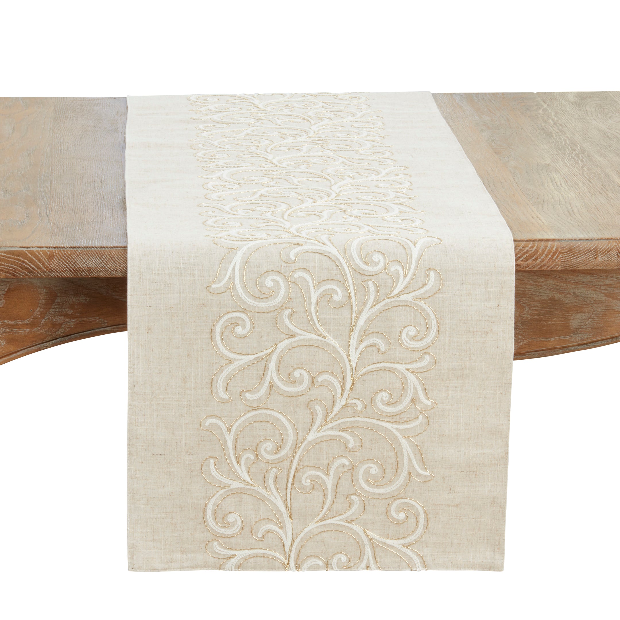 Linen Blend Embroidered Scroll Table Runner – Pier 1