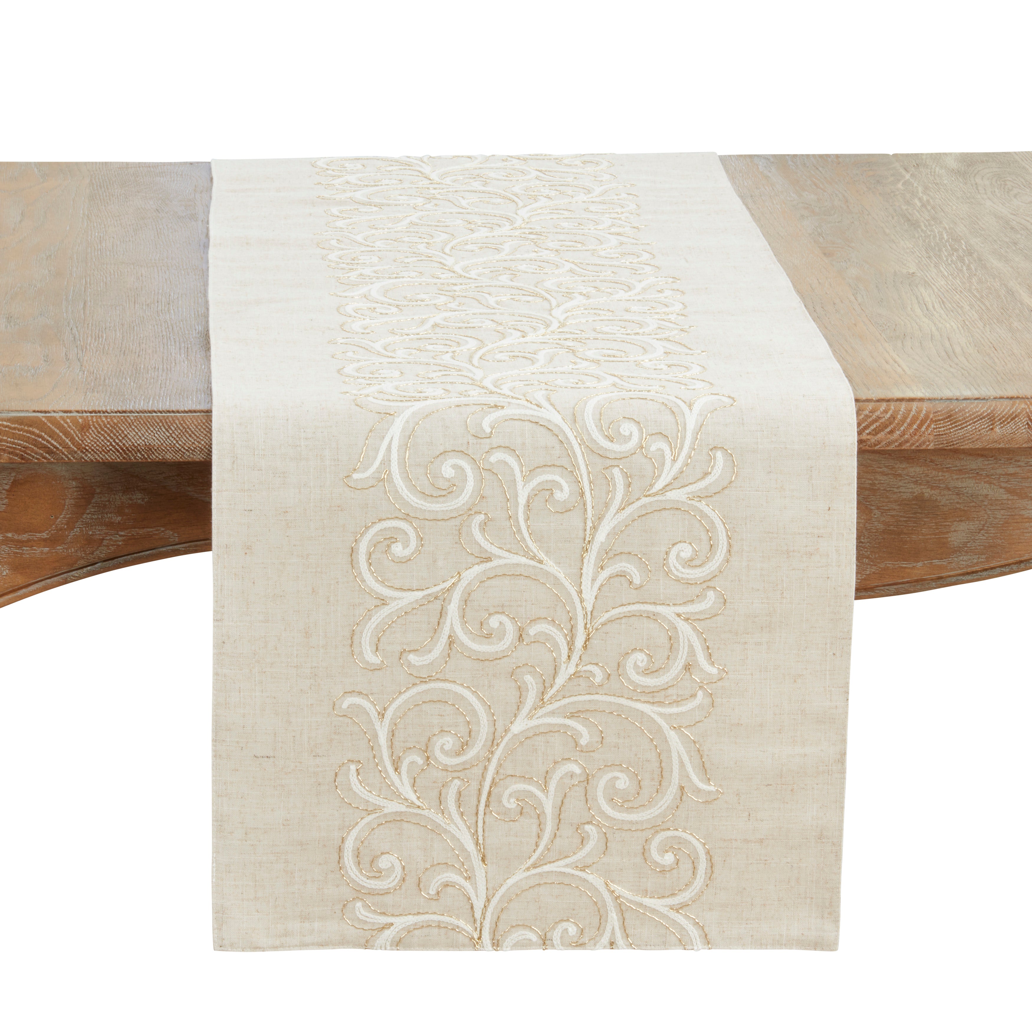 Linen Blend Embroidered Scroll Table Runner – Pier 1