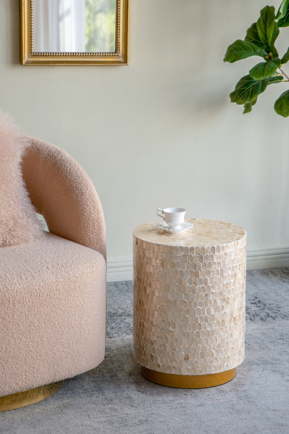 Round Gold Capiz Side Table - Pier 1