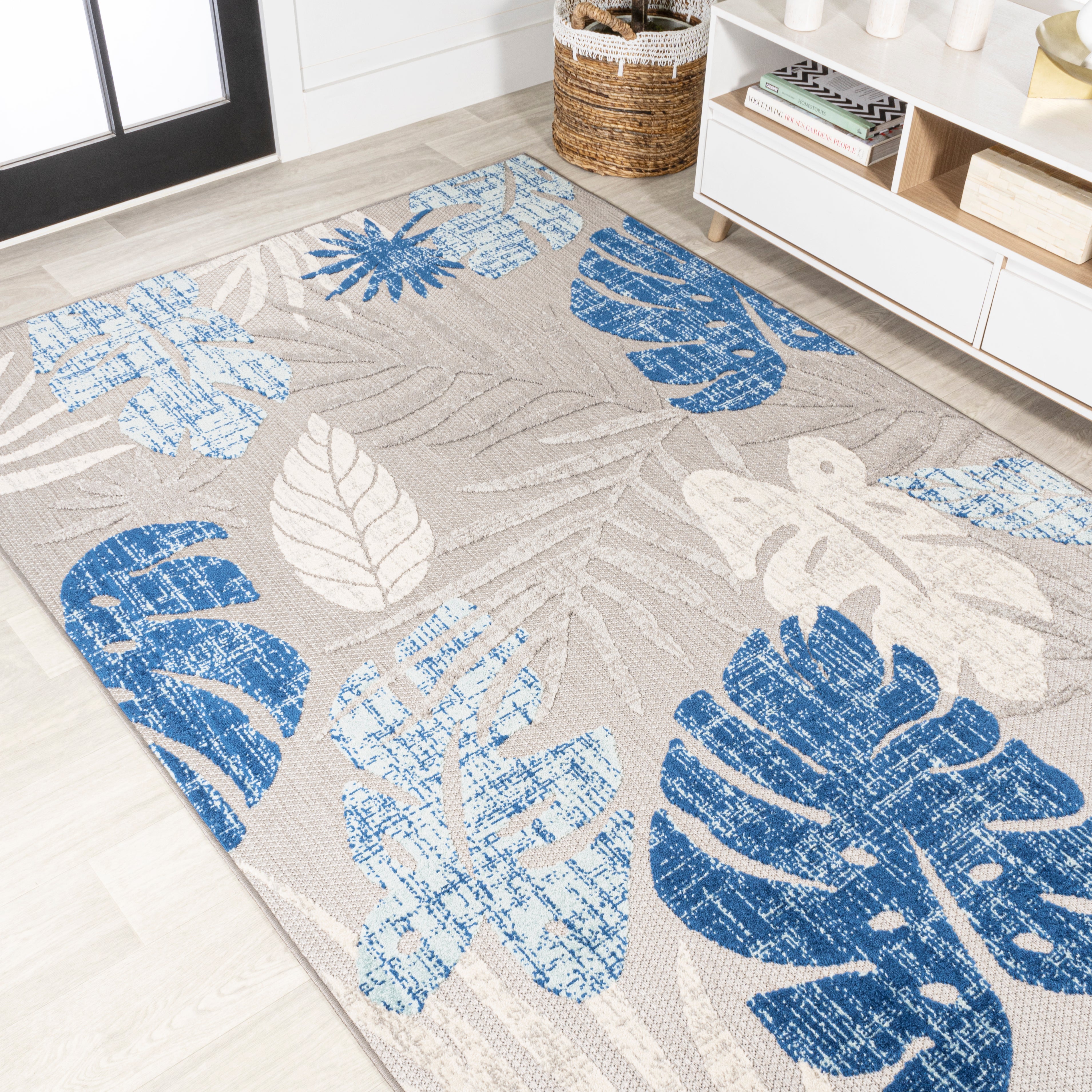 Monstera Tropical Leaf High-Low Indoor/Outdoor Area Rug - Pier 1