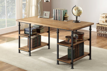 Vintage Industrial 1pc Writing Desk with 4 Open Shelves – Pier 1