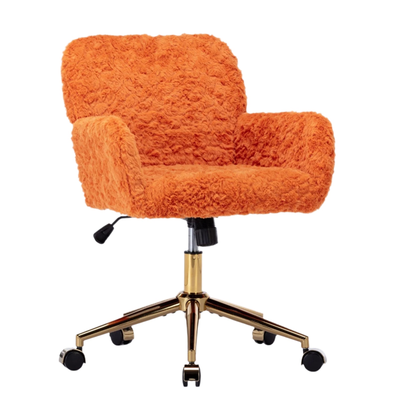 Faux Rabbit Hair Office Chair with Golden Metal Base, Adjustable Swive ...