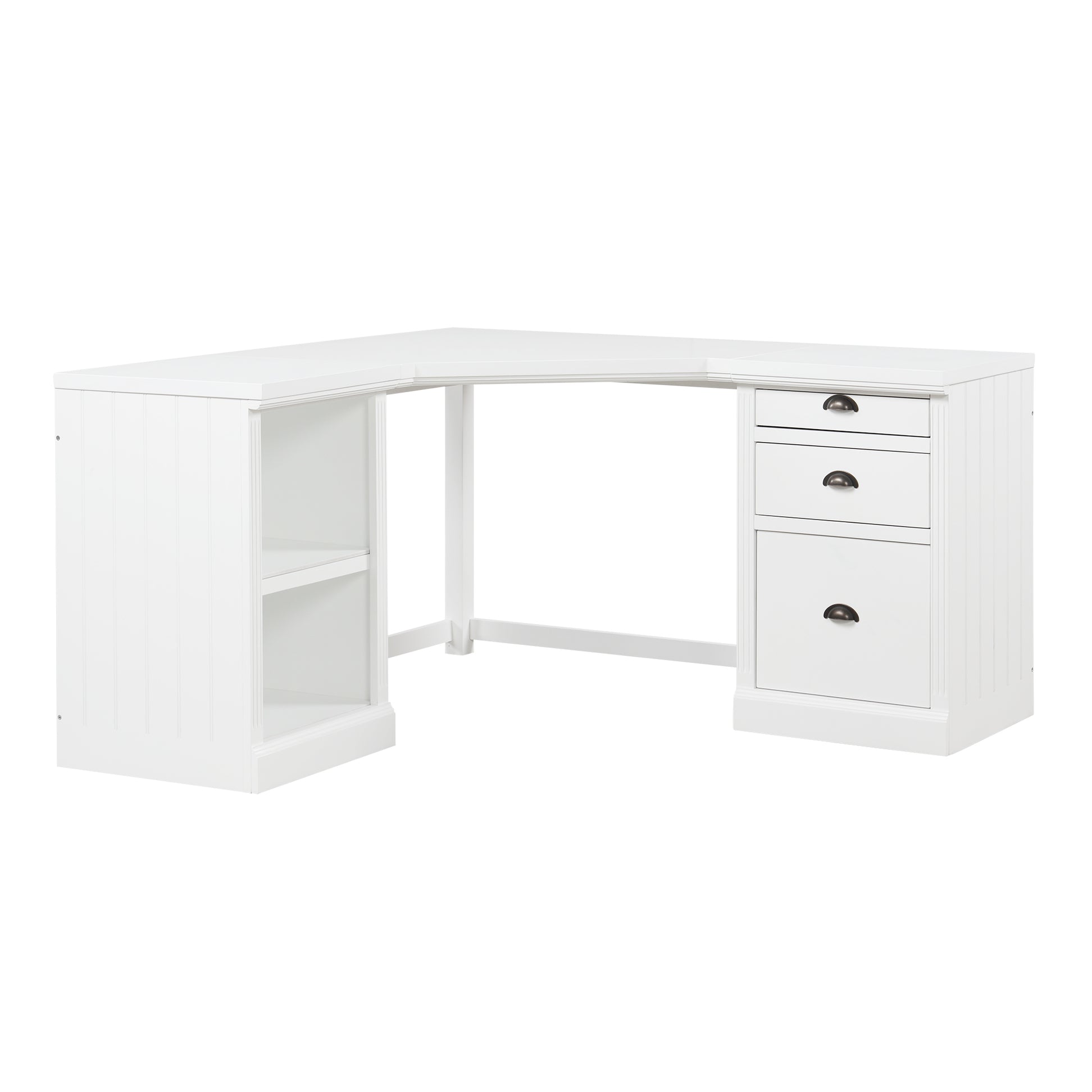 L Shaped Executive Desk with 2 Storage Cabinets and 3 Drawers – Pier 1