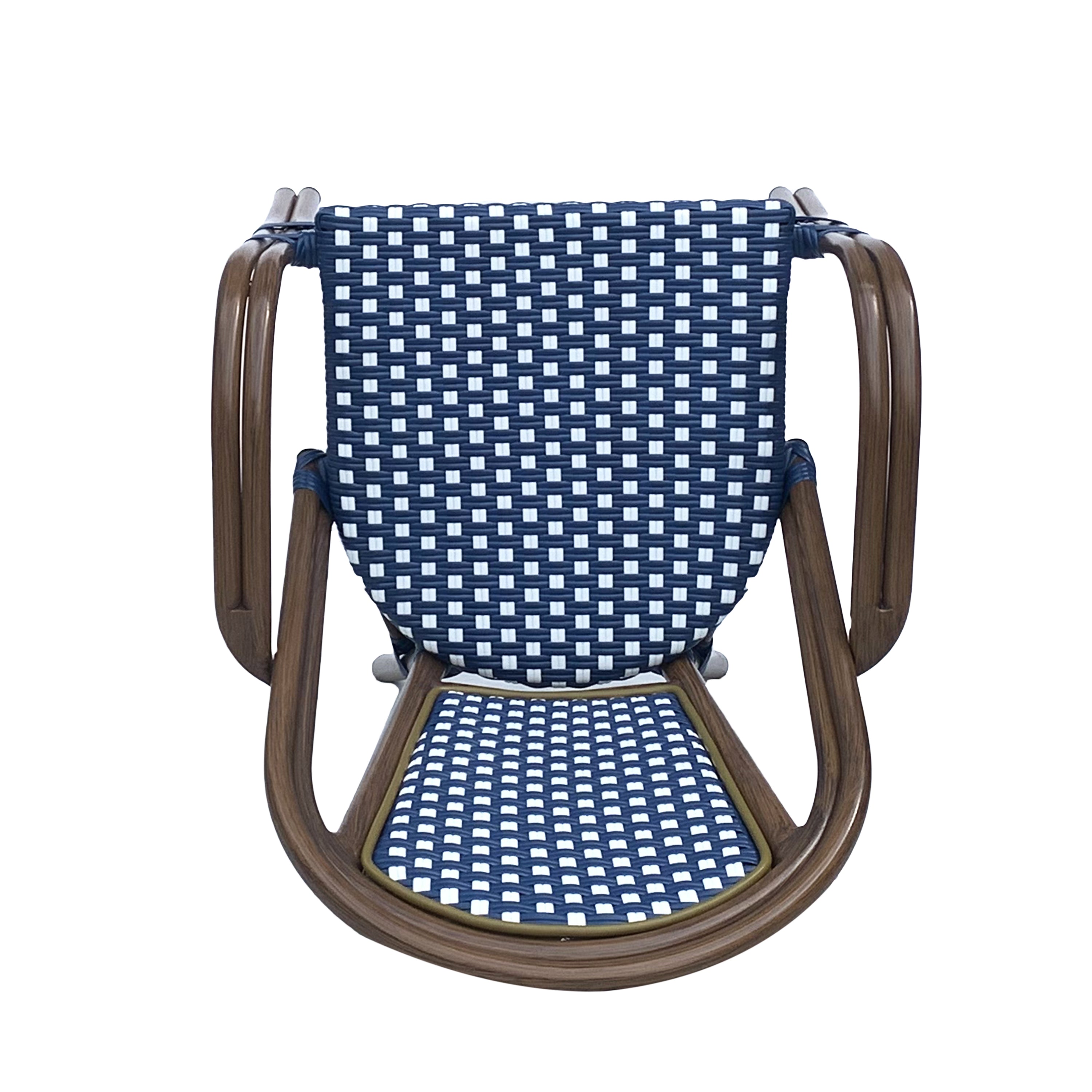 Crowned Wicker Bistro Chair with Checkered Pattern and Curved Arms, Set ...