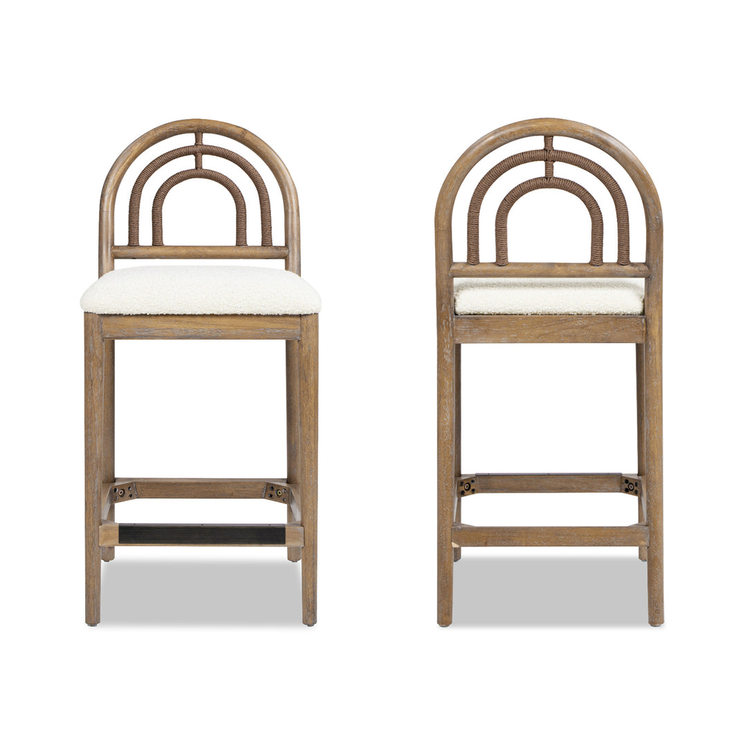 27" Upholstered Counter Stool with Arched Back Wood, Set of 2 - Pier 1