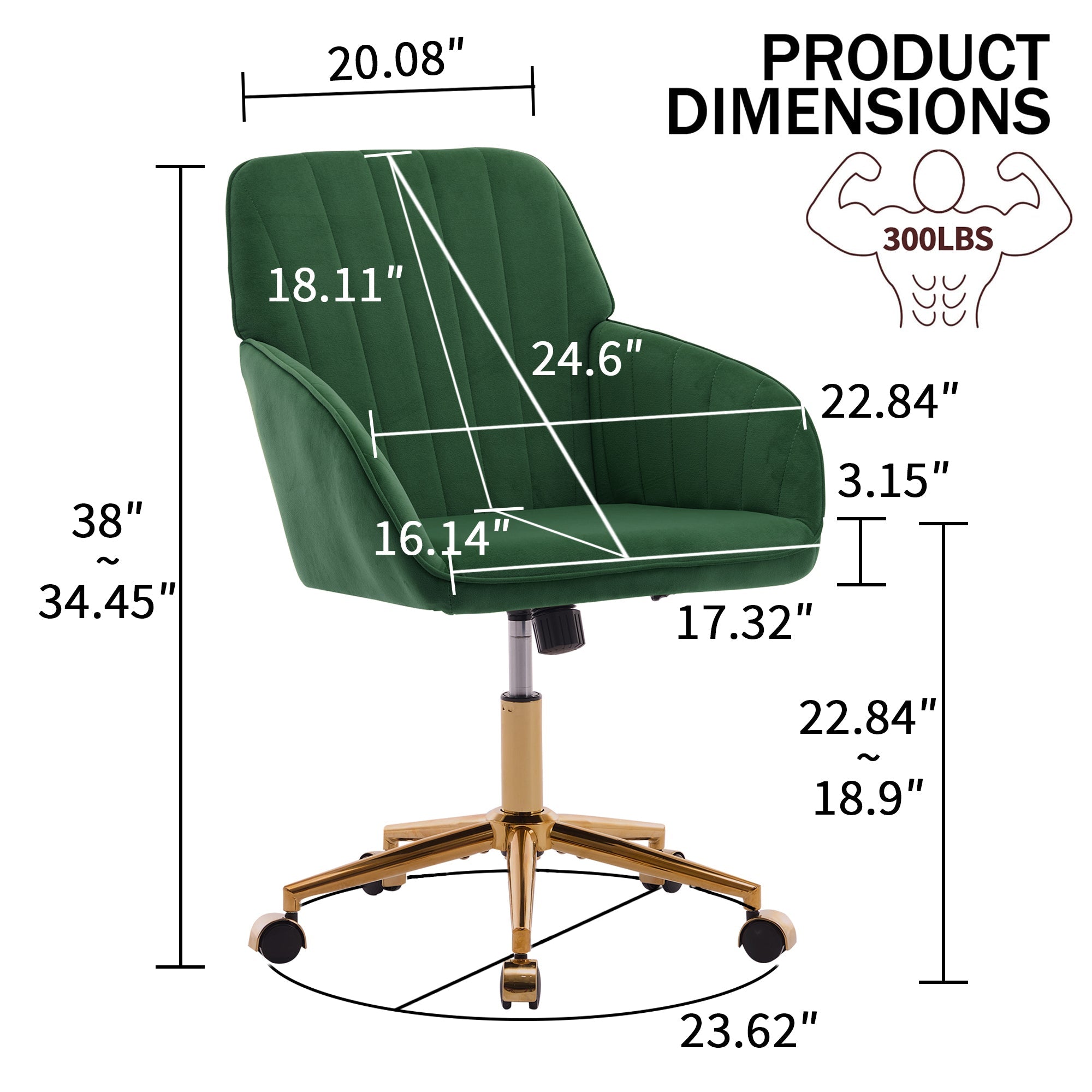Adjustable Ergonomic Swivel Chair with Golden Base – Pier 1