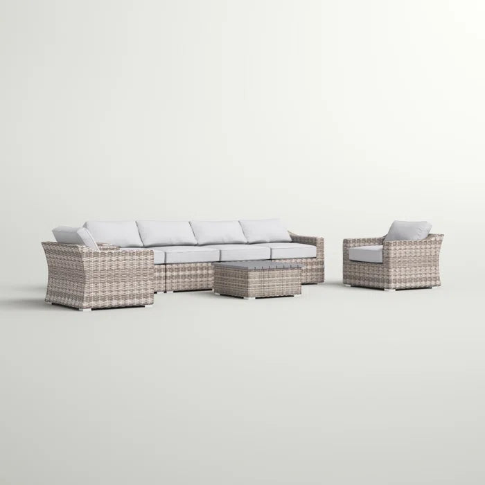 Laguna Sol Fully Assembled 6-Person All-Weather Wicker Sectional Seati ...