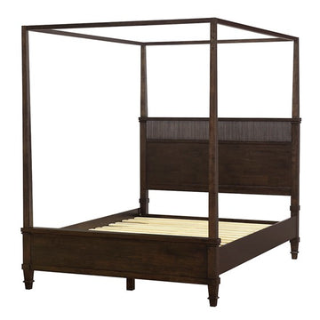 Queen Size Canopy Bed with Fluted Design and Wood Frame - Pier 1