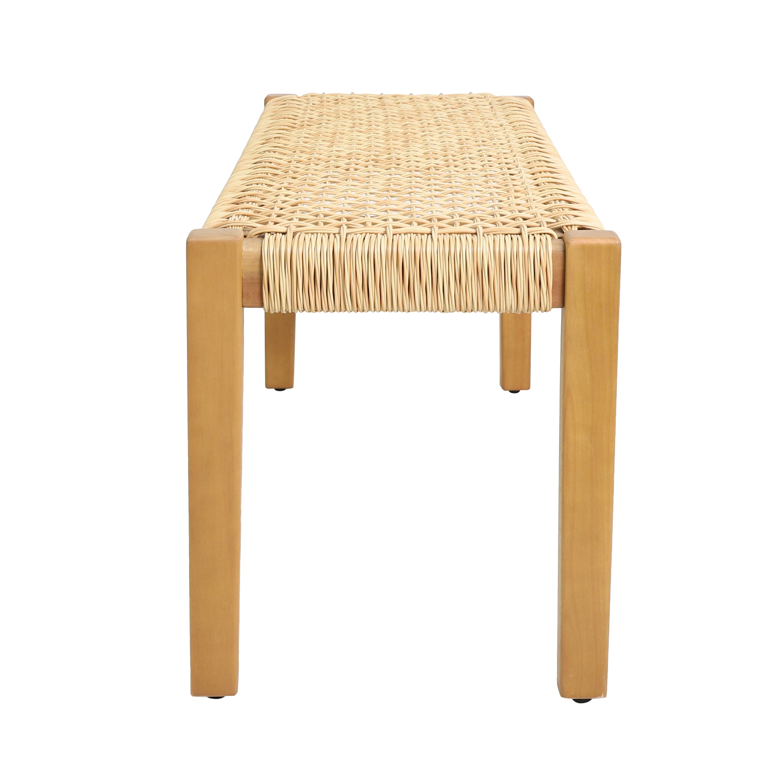 Outdoor Bench with Faux Rattan Seat and Wood Frame - Pier 1