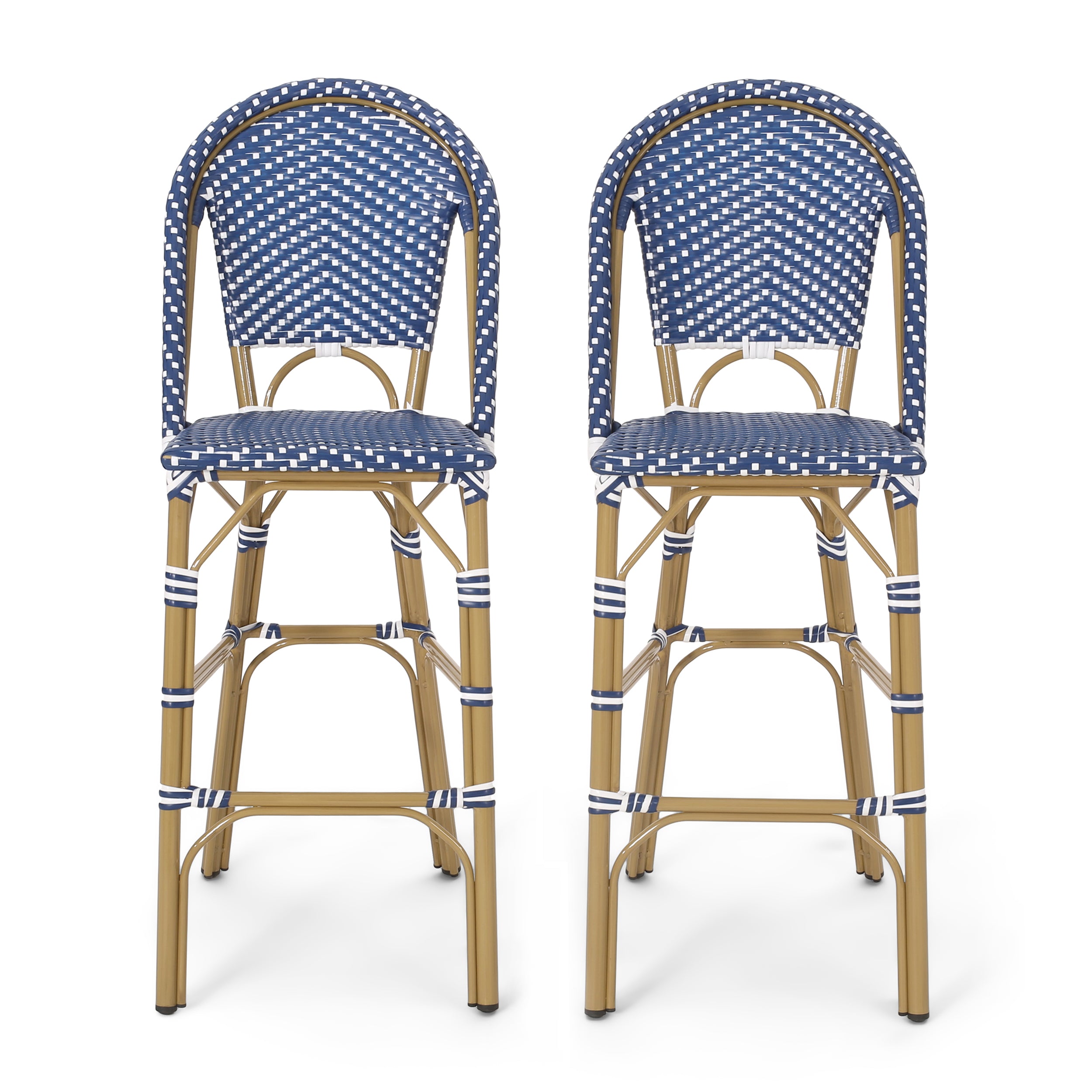 Clifftop 29.5" Outdoor Rattan Bar Stool with Aluminum Frame and ...