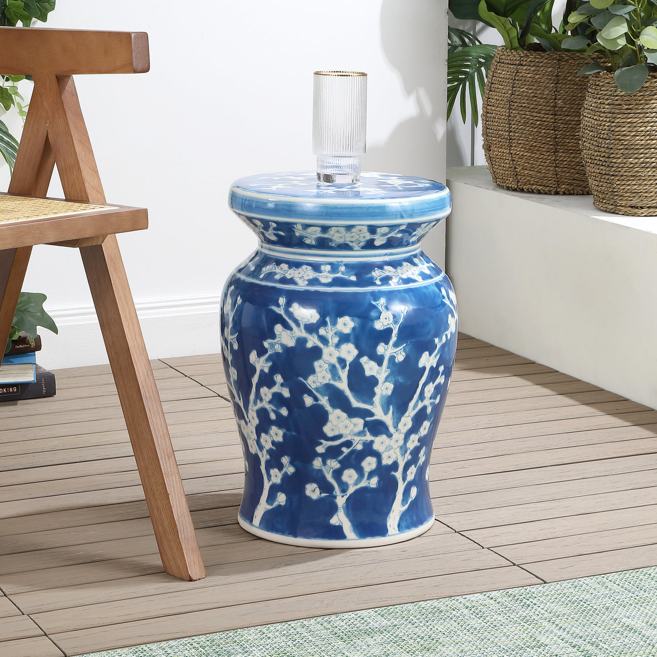 Cherry Blossom 17.75" Ceramic Garden Stool - Pier 1