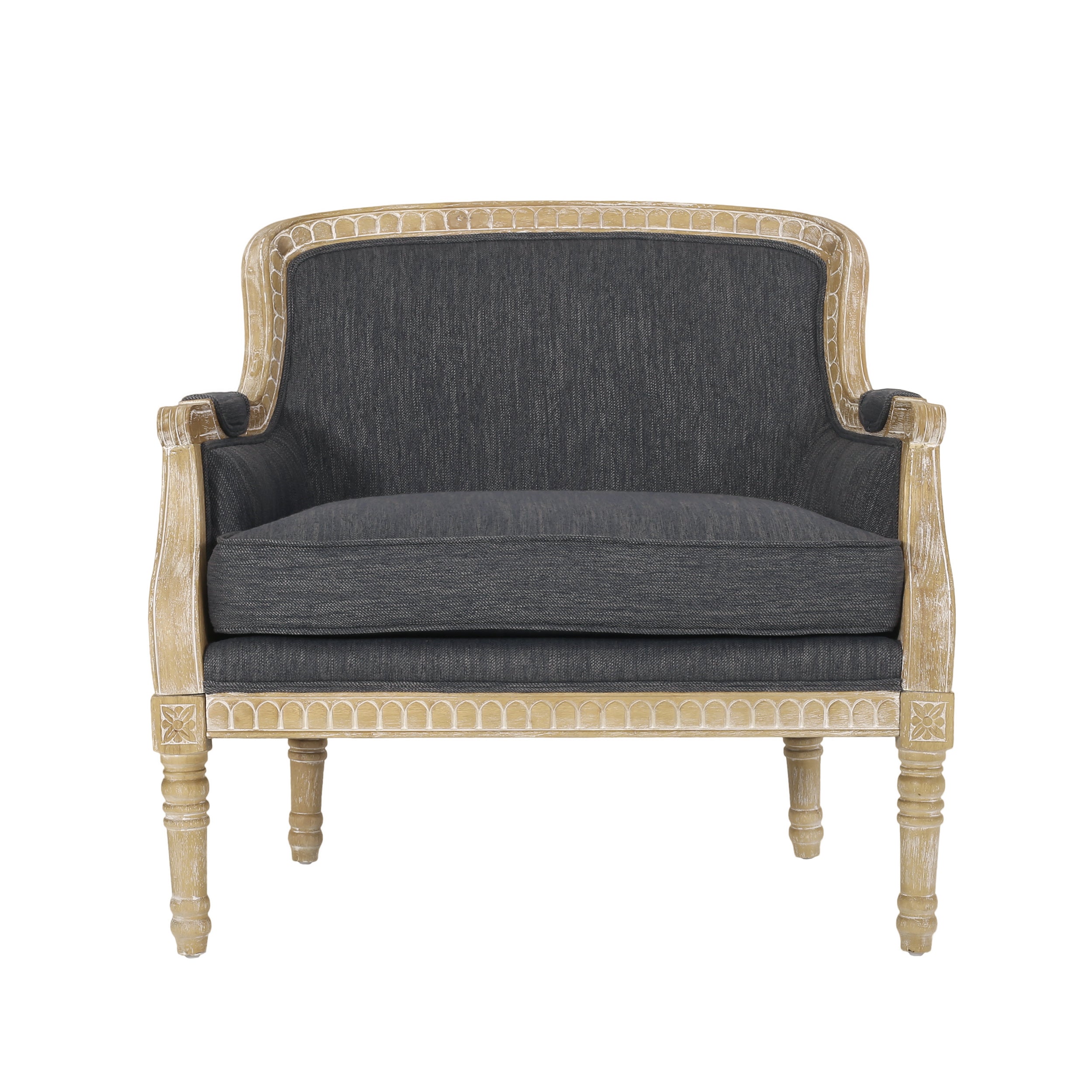 Becoming Upholstered Club Chair with Turned Leg and Carved Design - Pier 1