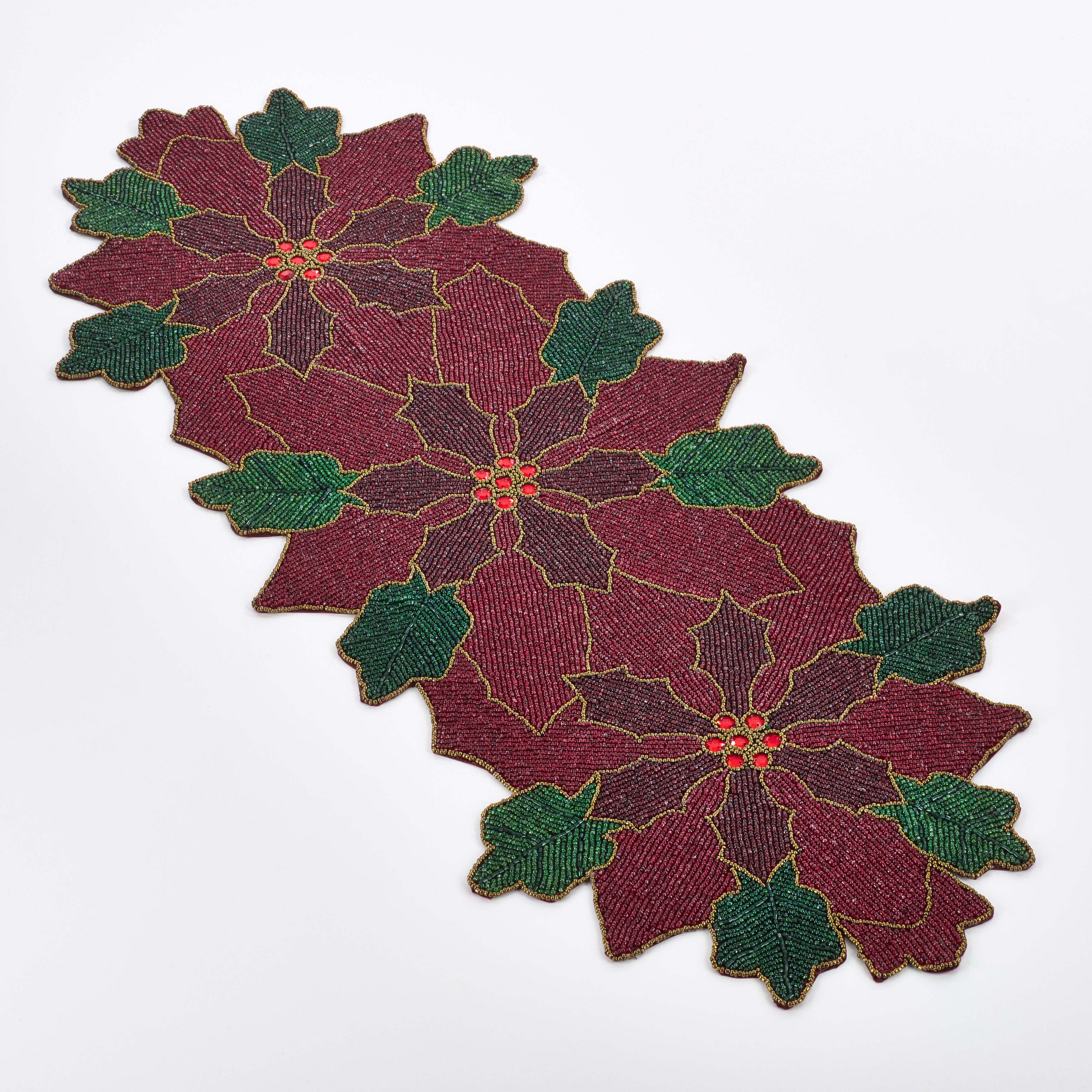 Beaded Poinsettia Design Table Runner – Pier 1