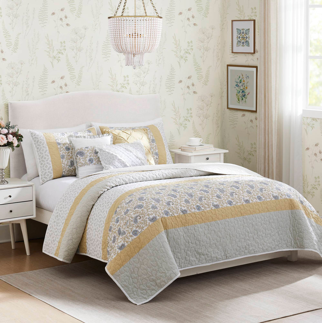 6 Piece Cotton Percale Quilt Set with Throw Pillows – Pier 1