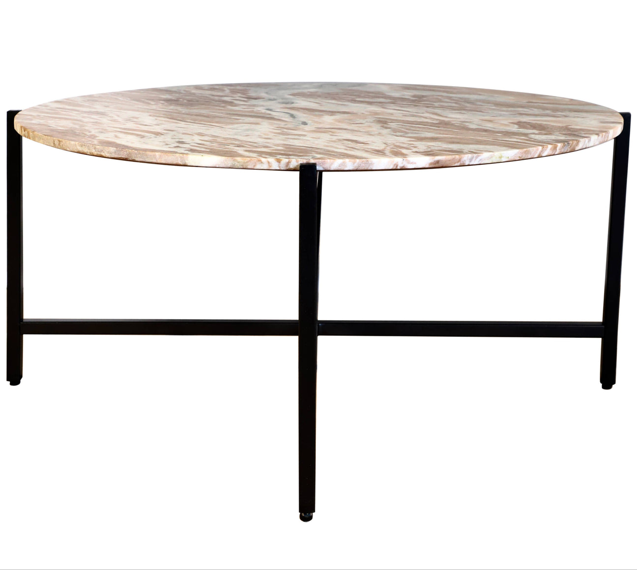 Brown Marble Coffee Table with Metallic Grey Metal Frame - Pier 1