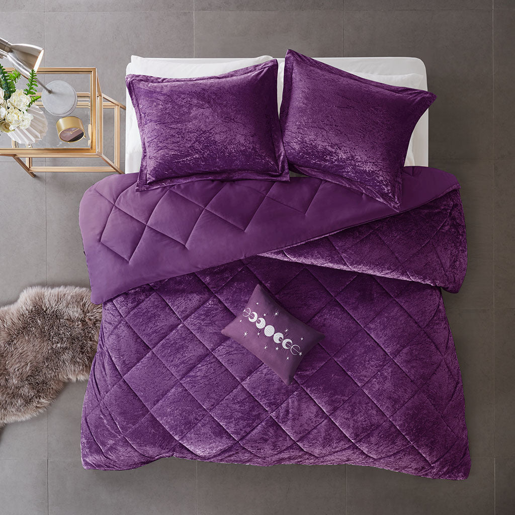 Purple Velvet Twin/Twin XL Comforter Set with Throw Pillow – Pier 1