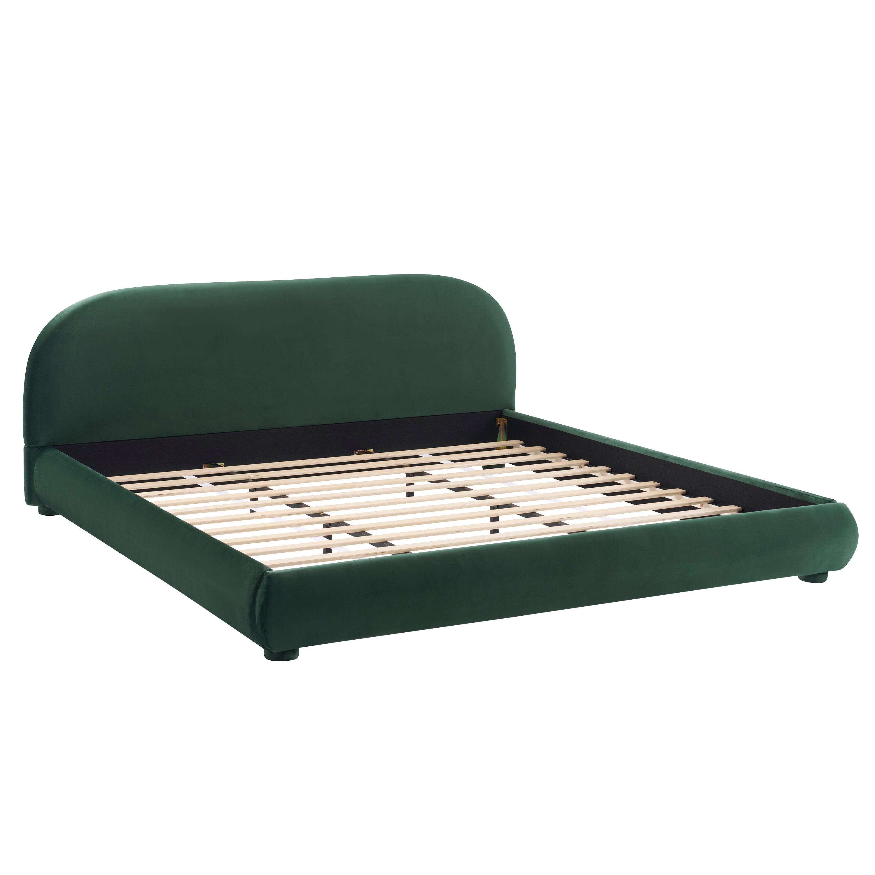 Modern Bed Frame with Upholstered Curved Headboard – Pier 1