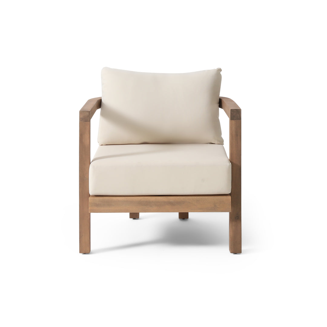 Outdoor Club Chair with Slat Panel Design and Back Cushion - Pier 1
