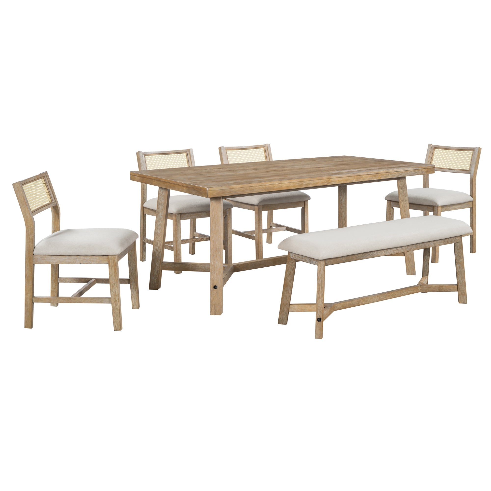 6-Piece Dining Set with Rectangular Table and 4 Upholstered Chairs - Pier 1