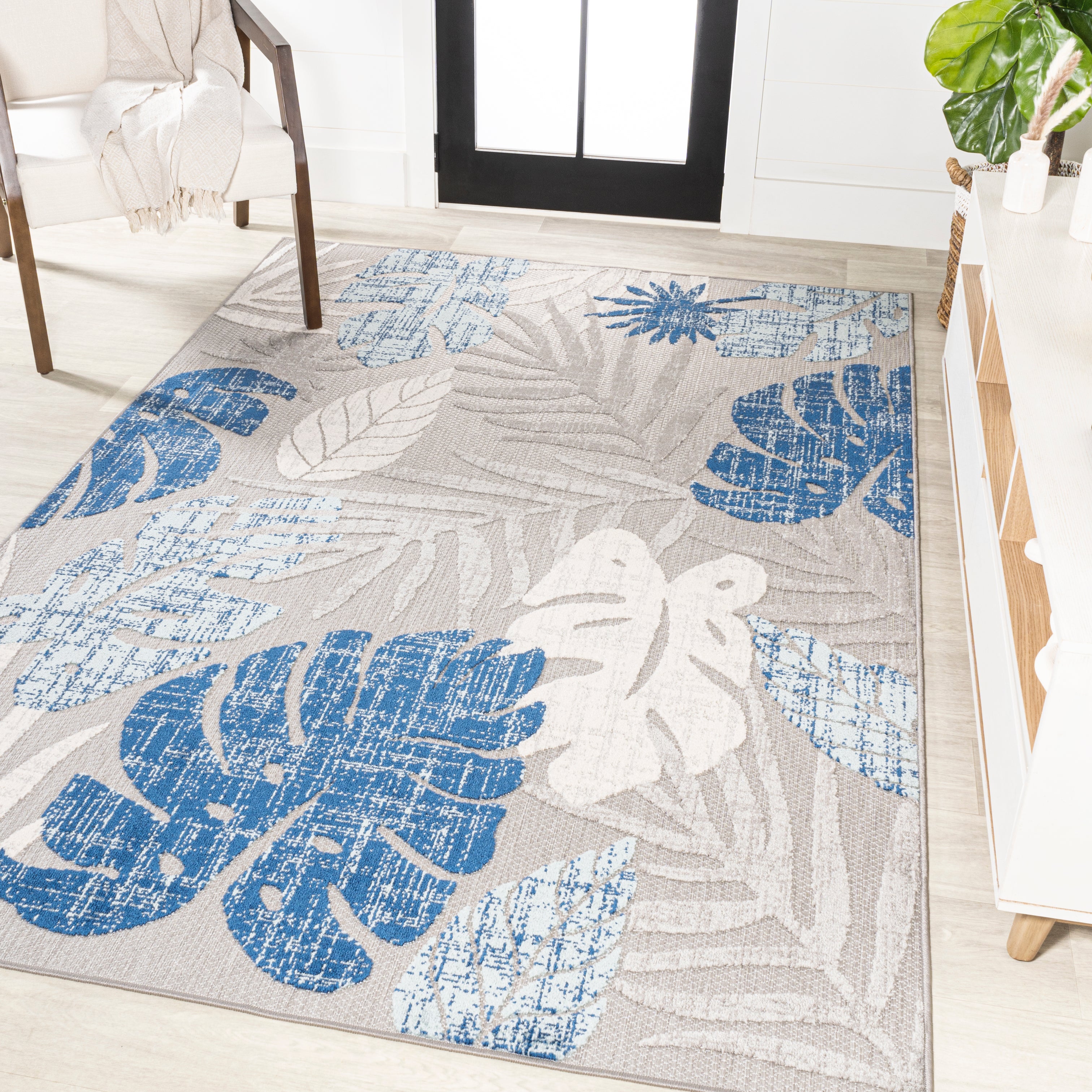 Monstera Tropical Leaf High-Low Indoor/Outdoor Area Rug - Pier 1