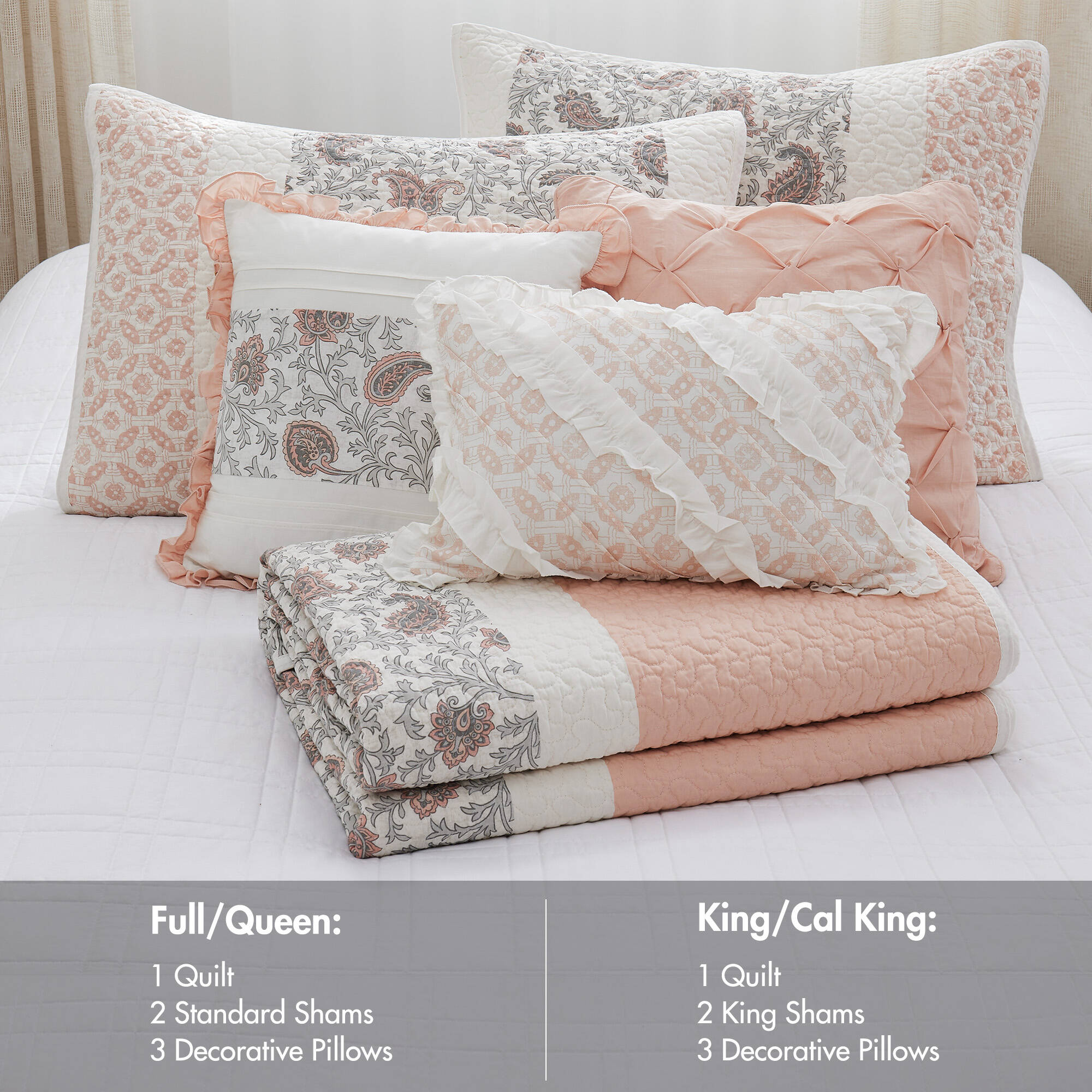 Dawn 6-Piece Cotton Percale Quilt Set with Throw Pillows – Pier 1