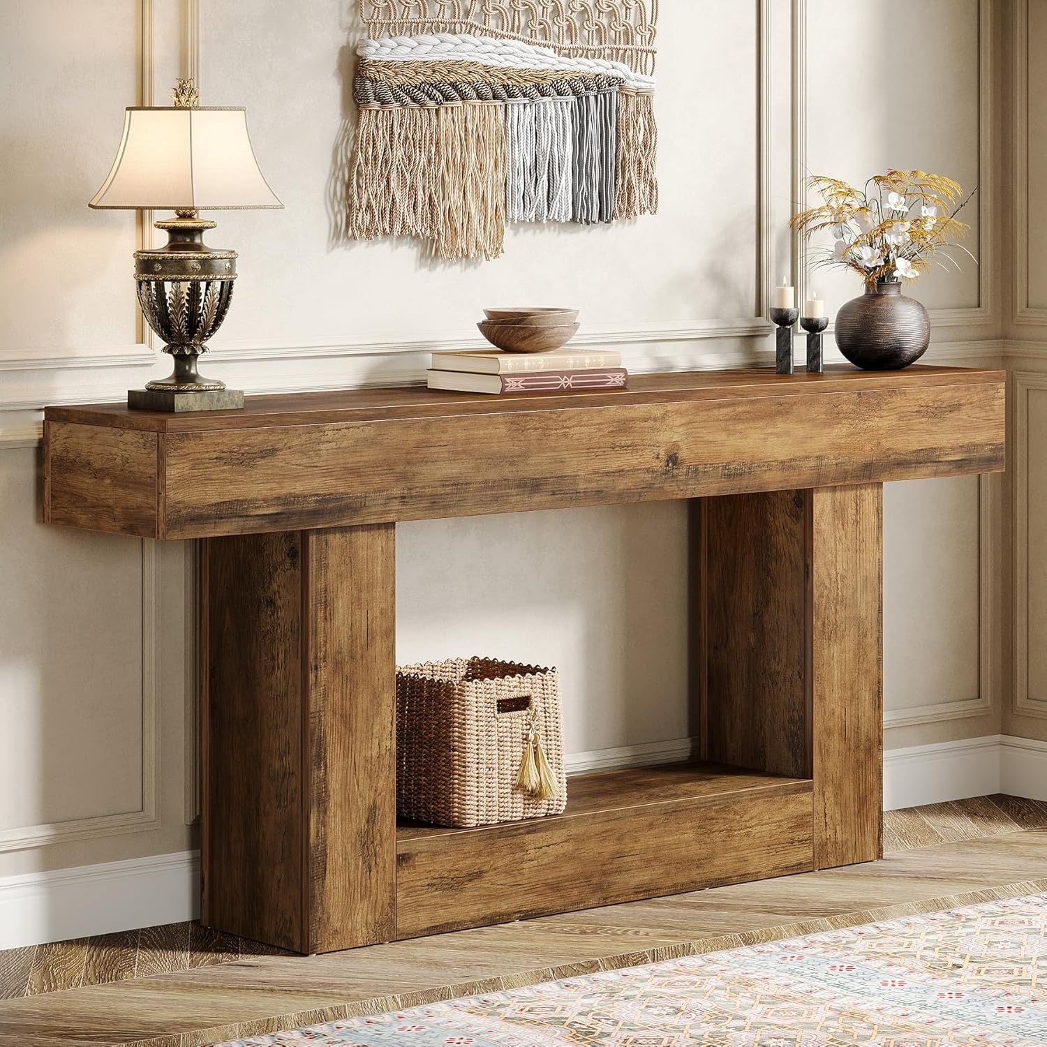 Pinehurst Farmhouse 2-Tier Entryway Table with U-Shaped Base – Pier 1