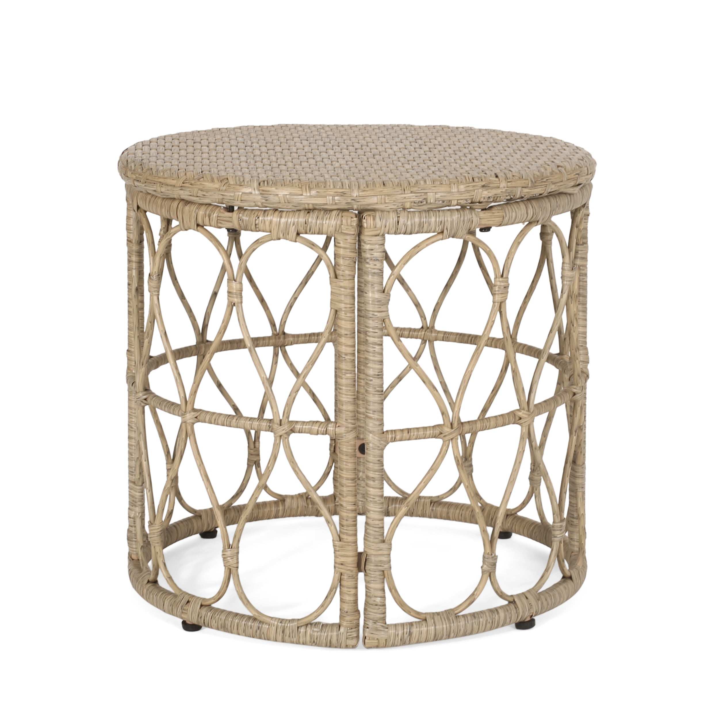 Cultured Outdoor Side Table with Wicker Weave Top and Looped Design ...