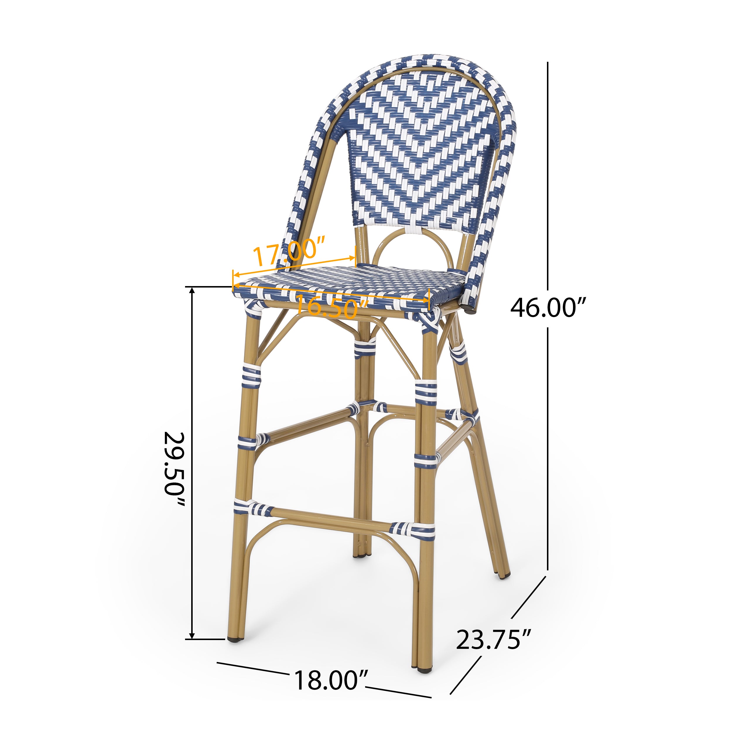 Clifftop 29.5" Outdoor Rattan Bar Stool with Aluminum Frame and ...