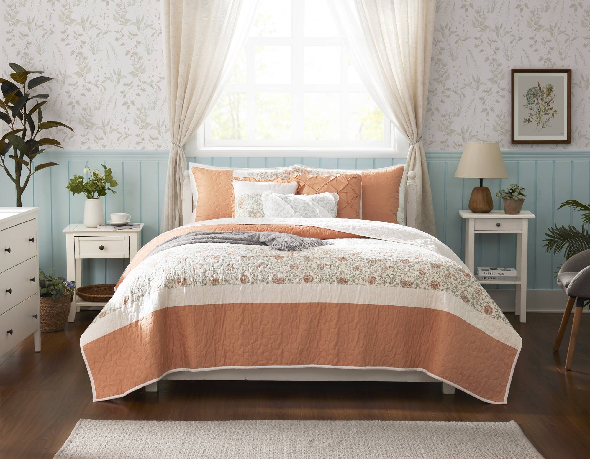 Dawn 6-Piece Cotton Percale Quilt Set with Throw Pillows – Pier 1
