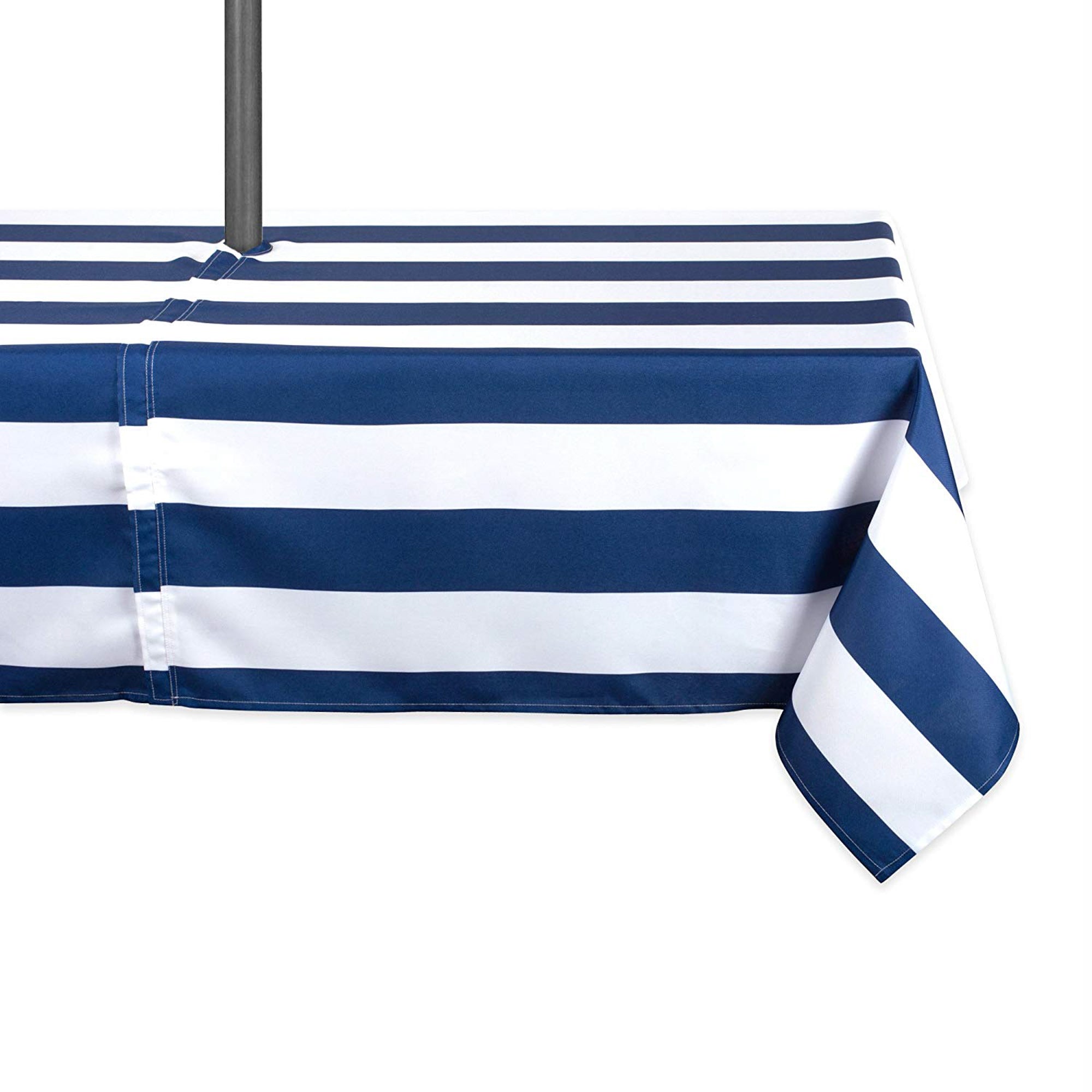 Nautical Blue Cabana Stripe Outdoor Tablecloth With Zipper - Pier 1